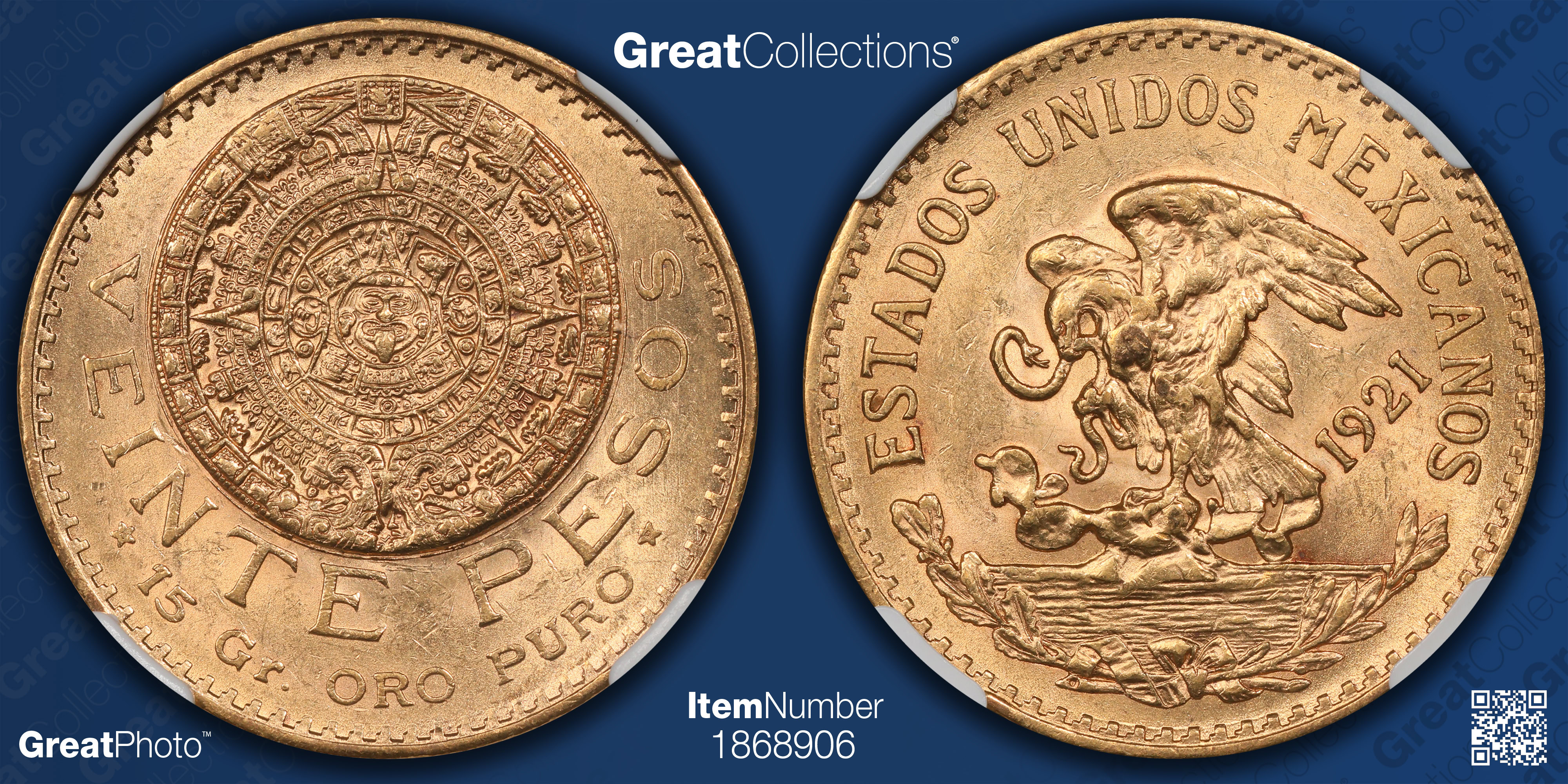 Mexico 1921/11 Gold 20 Pesos KM-478 NGC MS-62 (Ex: Samaszko's Carson ...