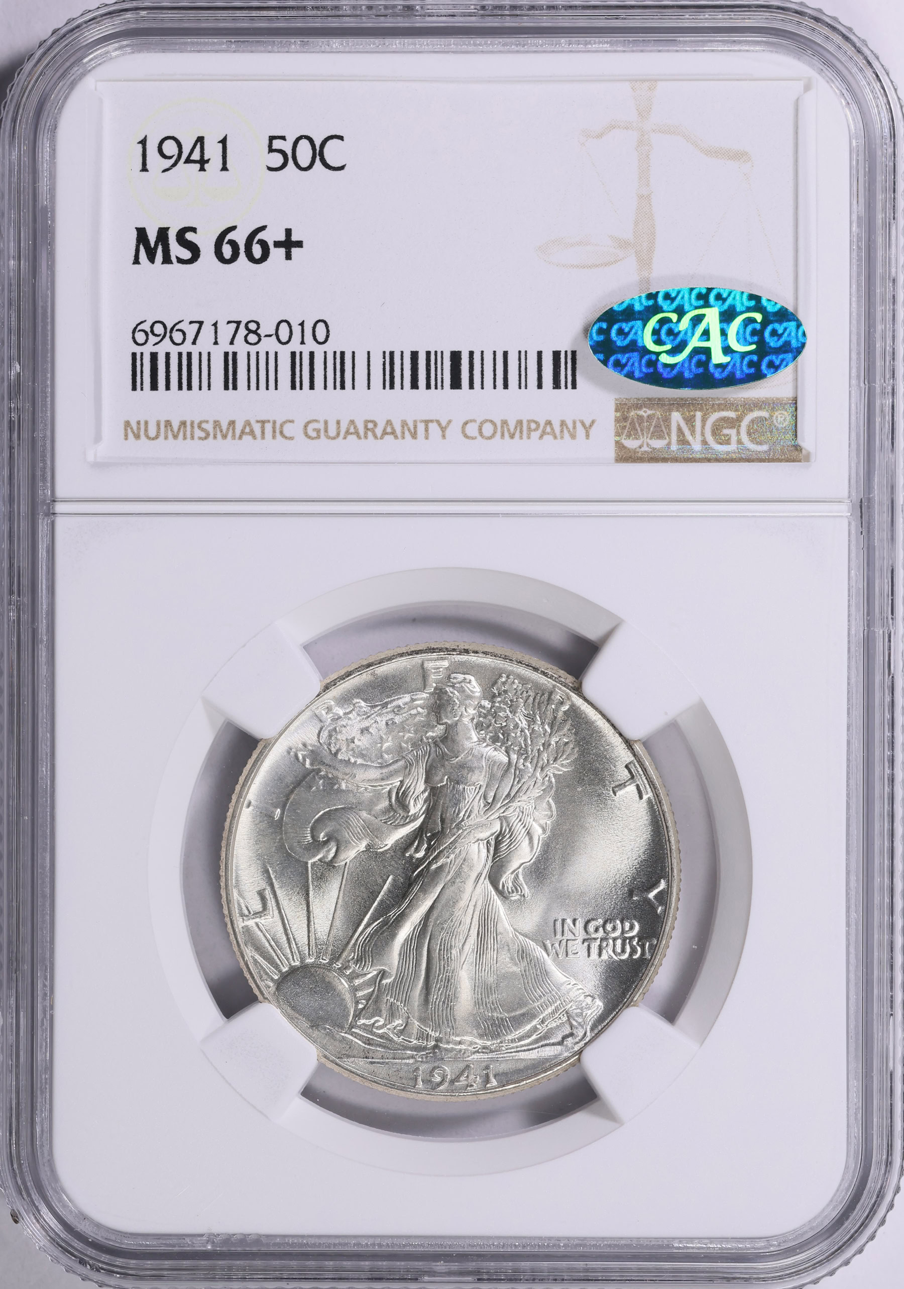 1941 Walking Liberty Half Dollar NGC MS-66+ (CAC Green) (Item 1868920) | GreatCollections Coin ...