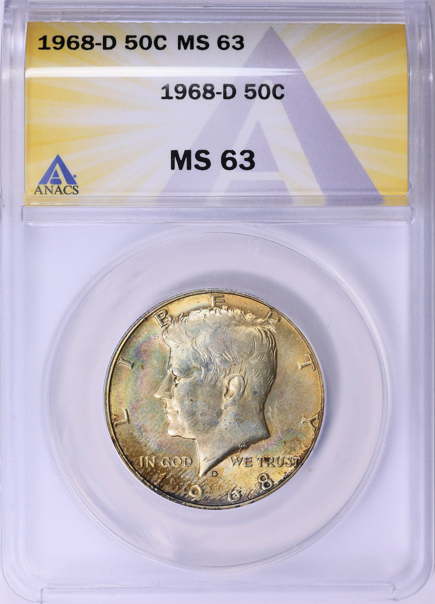 1968-D Kennedy Half Dollar ANACS MS-63 (Toned) (Item 1869124 ...