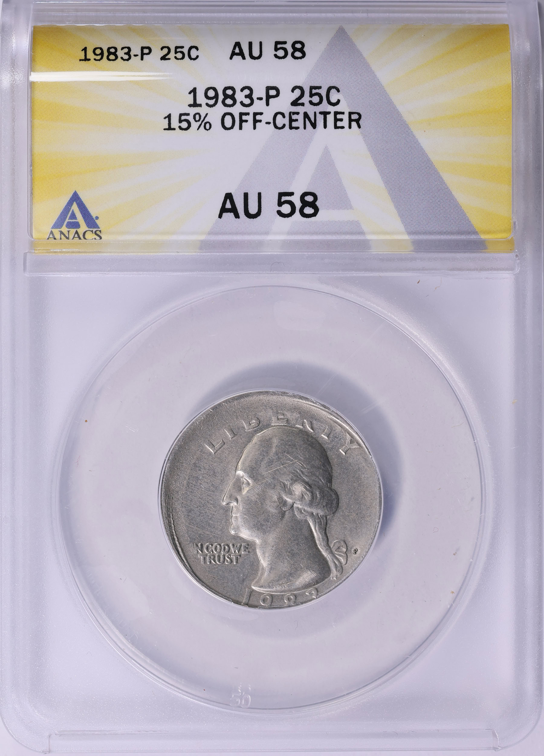 Mint Error 1983-P Washington Quarter 15% Off-Center ANACS AU-58 | ANACS ...