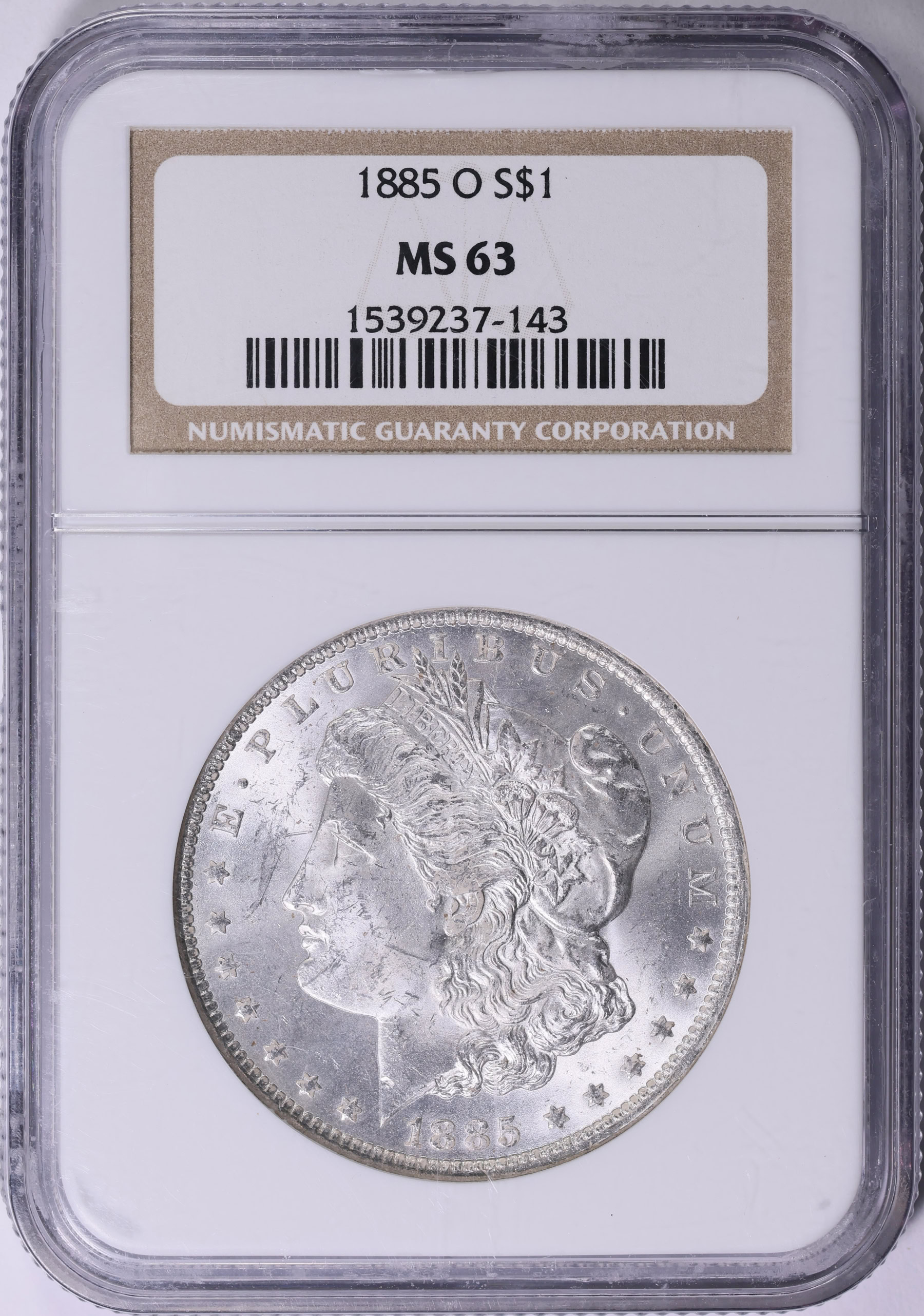 1885-O Morgan Silver Dollar NGC MS-63 (Item 1869275) | GreatCollections Coin Auctions