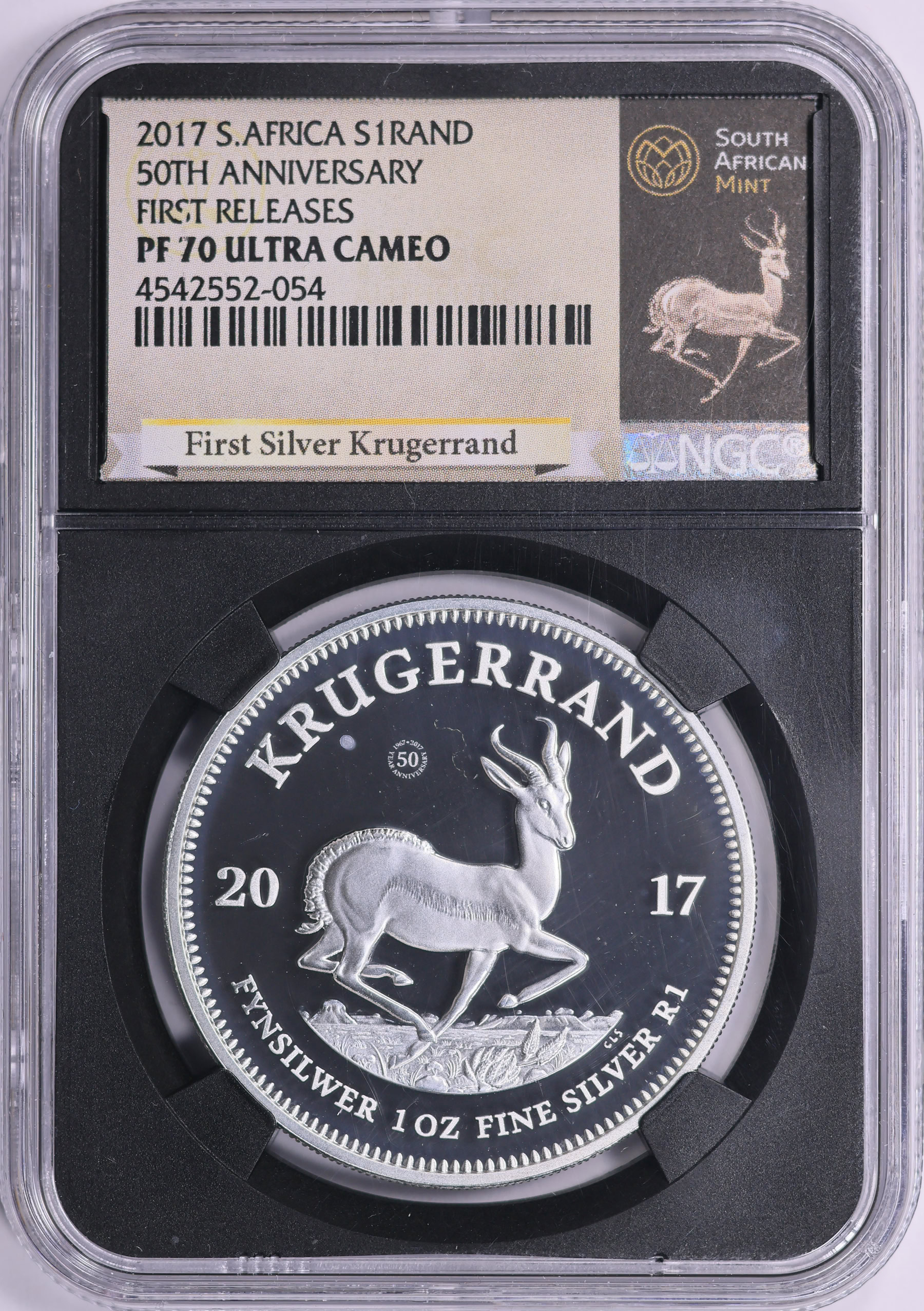 South Africa 2017 Silver Krugerrand 50th Anniversary KM-637 in Case of ...