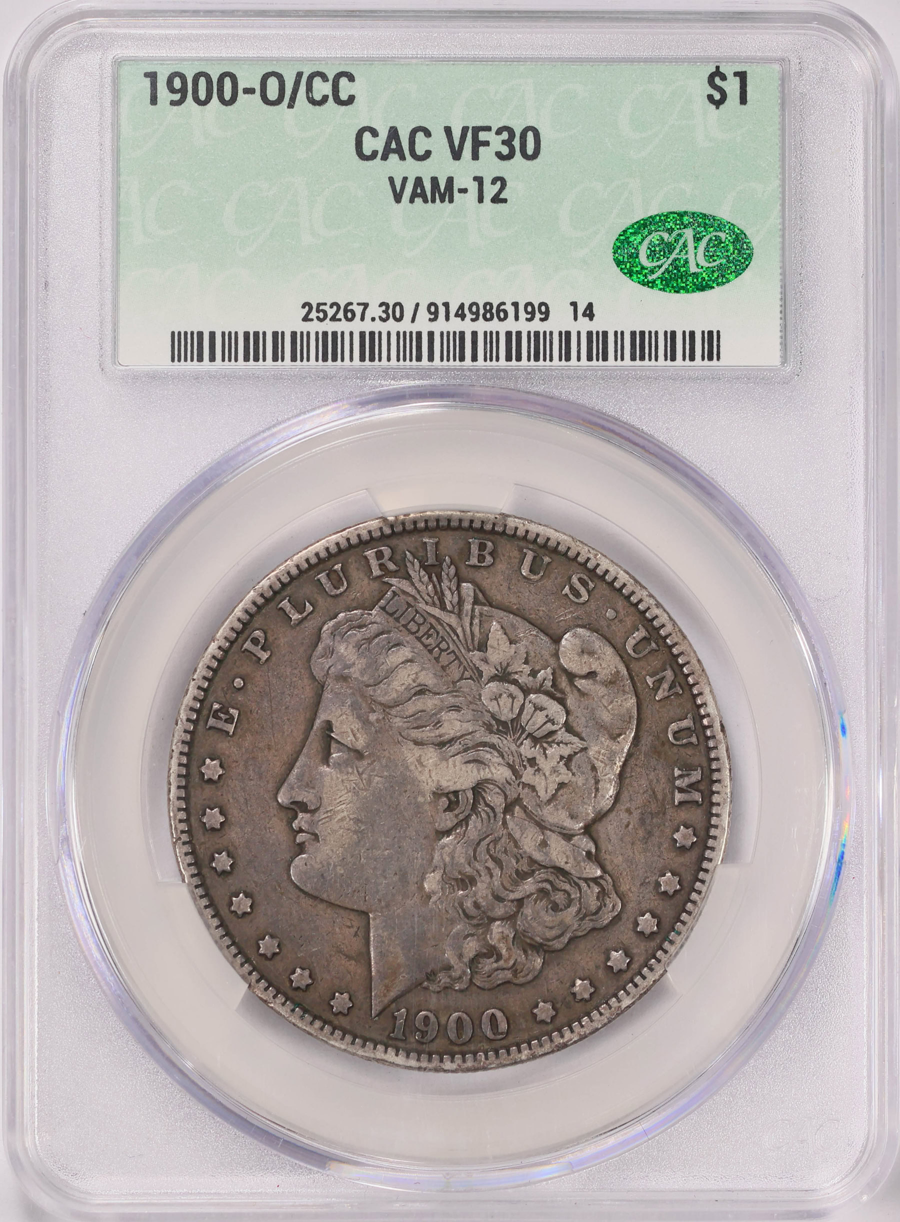 1900-O/CC Morgan Silver Dollar VAM-12 CACG VF-30 (Item 1869323) | GreatCollections Coin Auctions