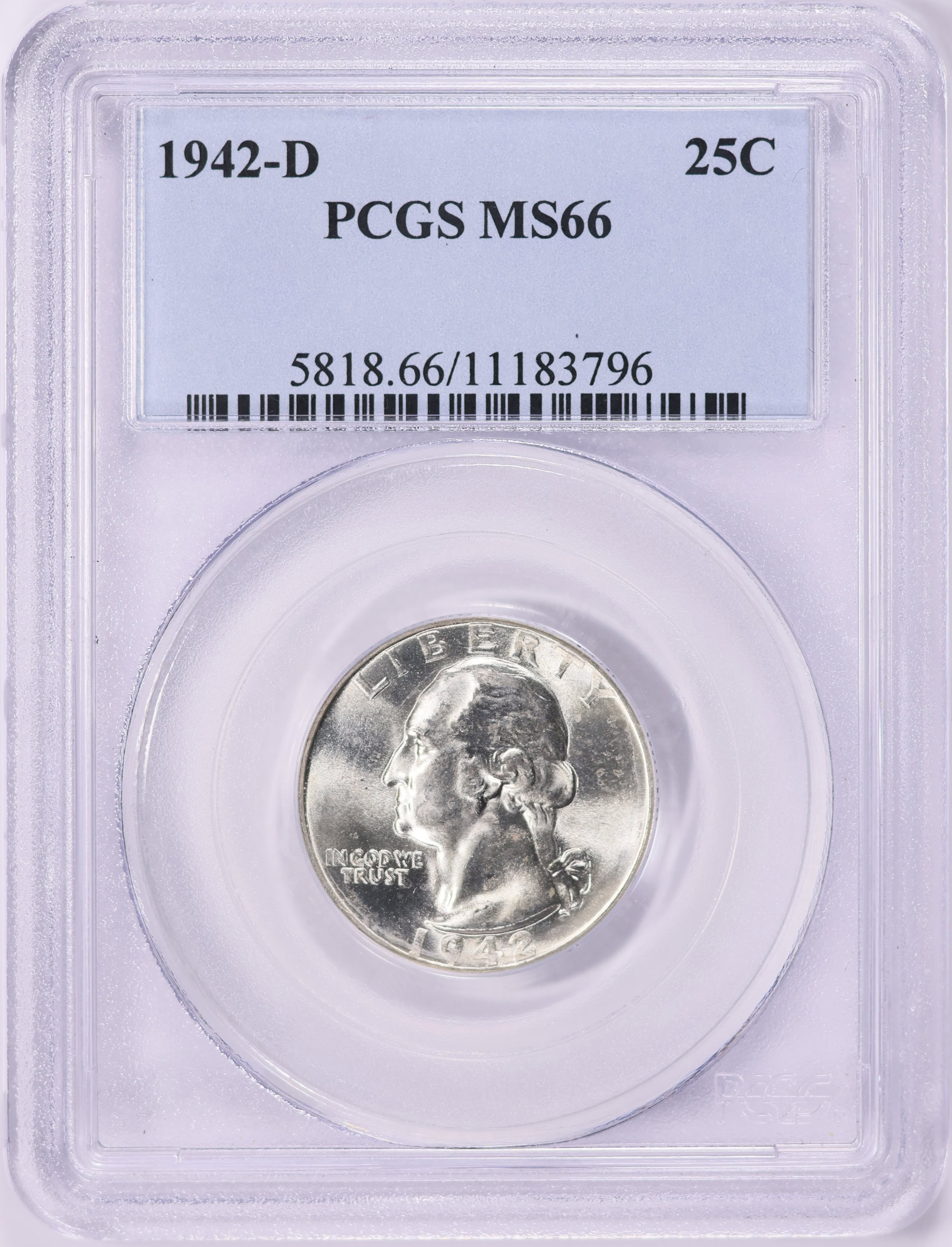 1942-D Washington Quarter PCGS MS-66 (Item 1869325) | GreatCollections Coin Auctions