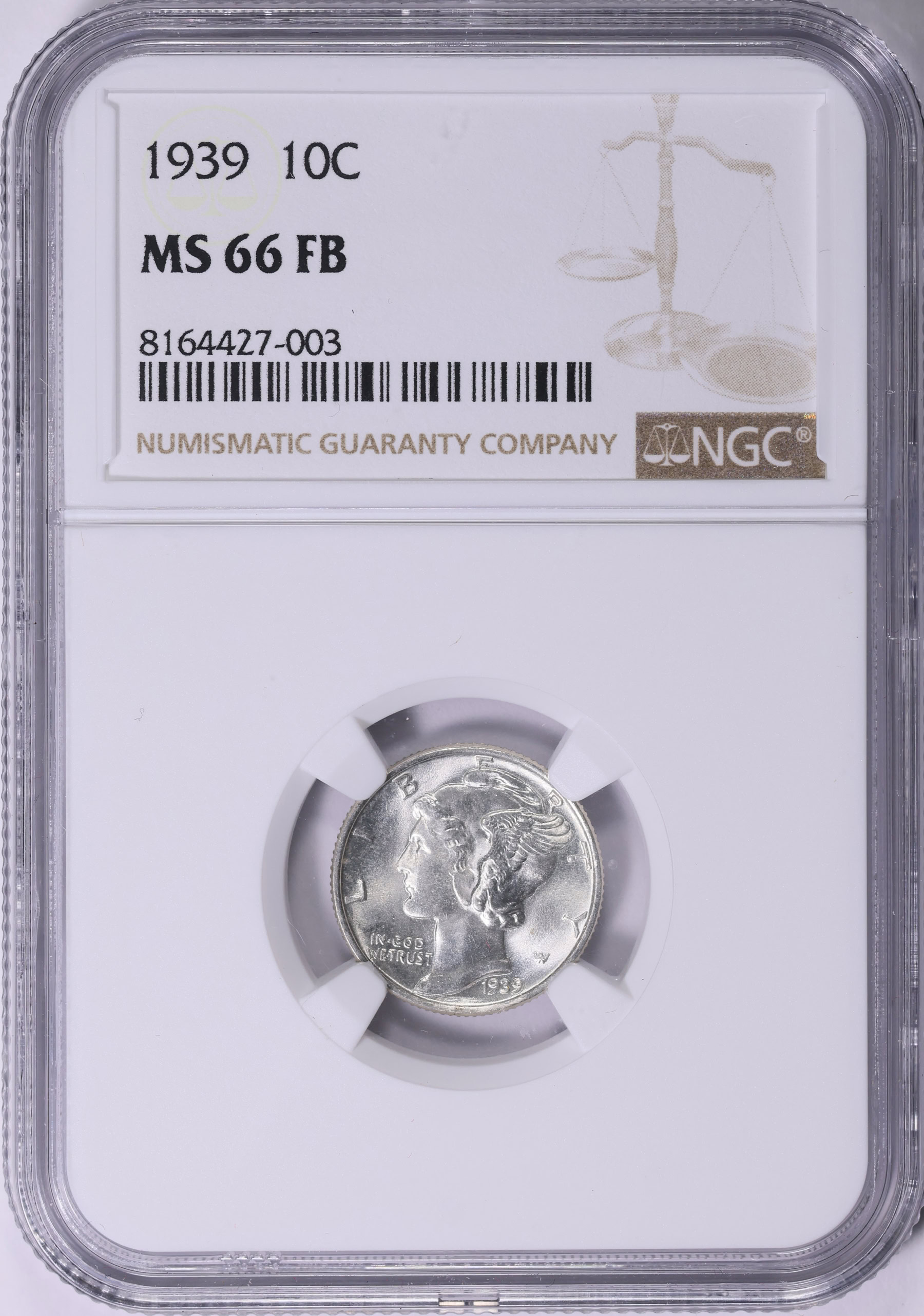 1939 Mercury Dime NGC MS-66 FB (Item 1869339) | GreatCollections Coin Auctions