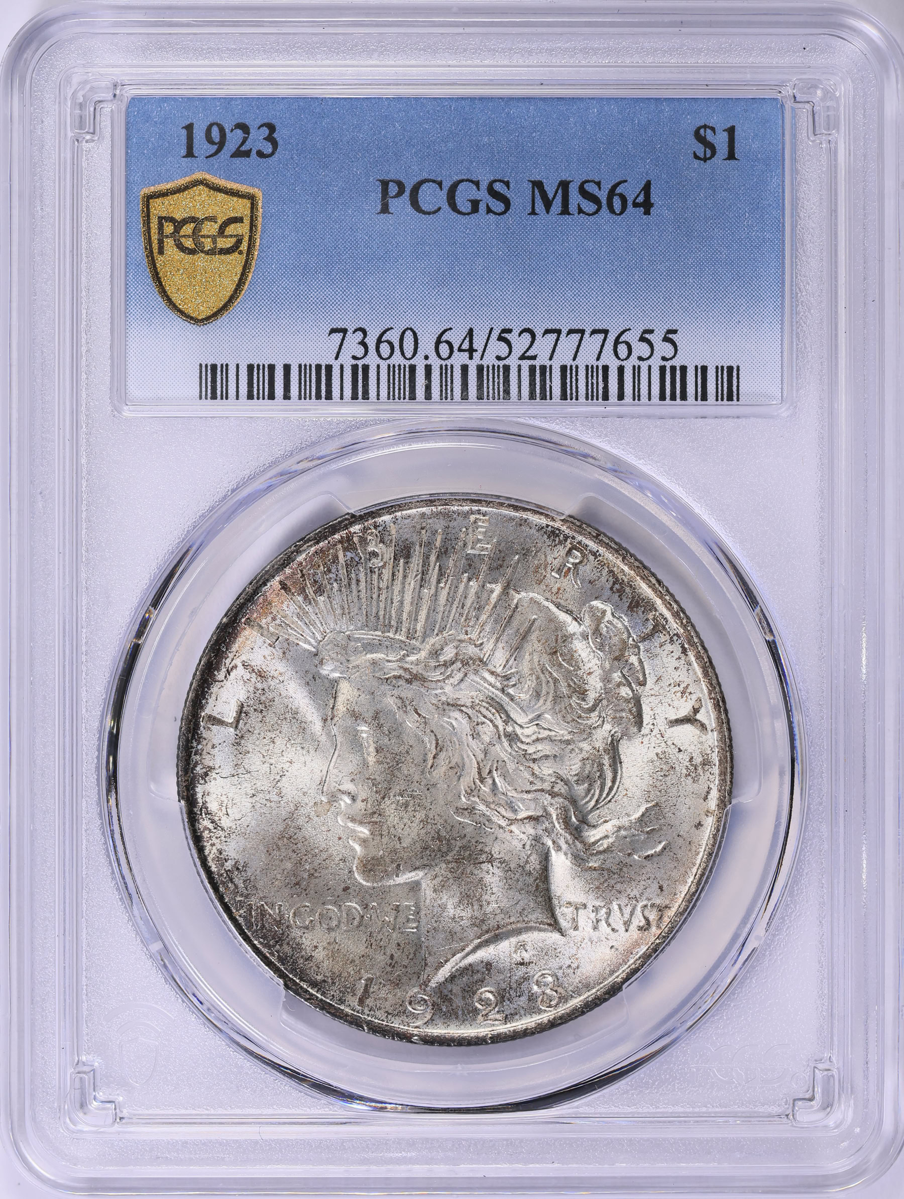 1923 Peace Silver Dollar PCGS MS-64 (Toned) (Item 1869361) | GreatCollections Coin Auctions