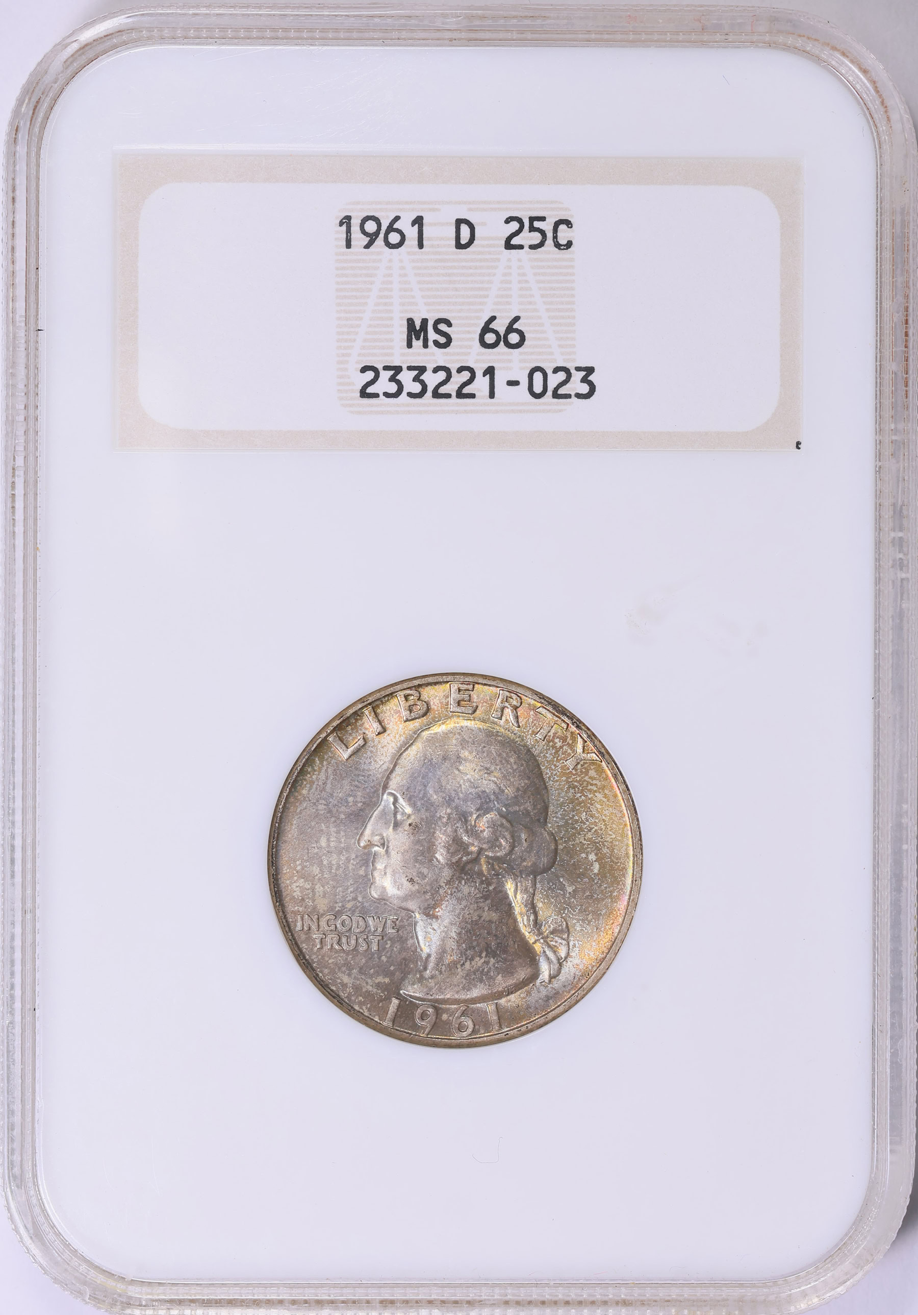 1961-D Washington Quarter NGC MS-66 OH (Toned) (Item 1869406) | GreatCollections Coin Auctions