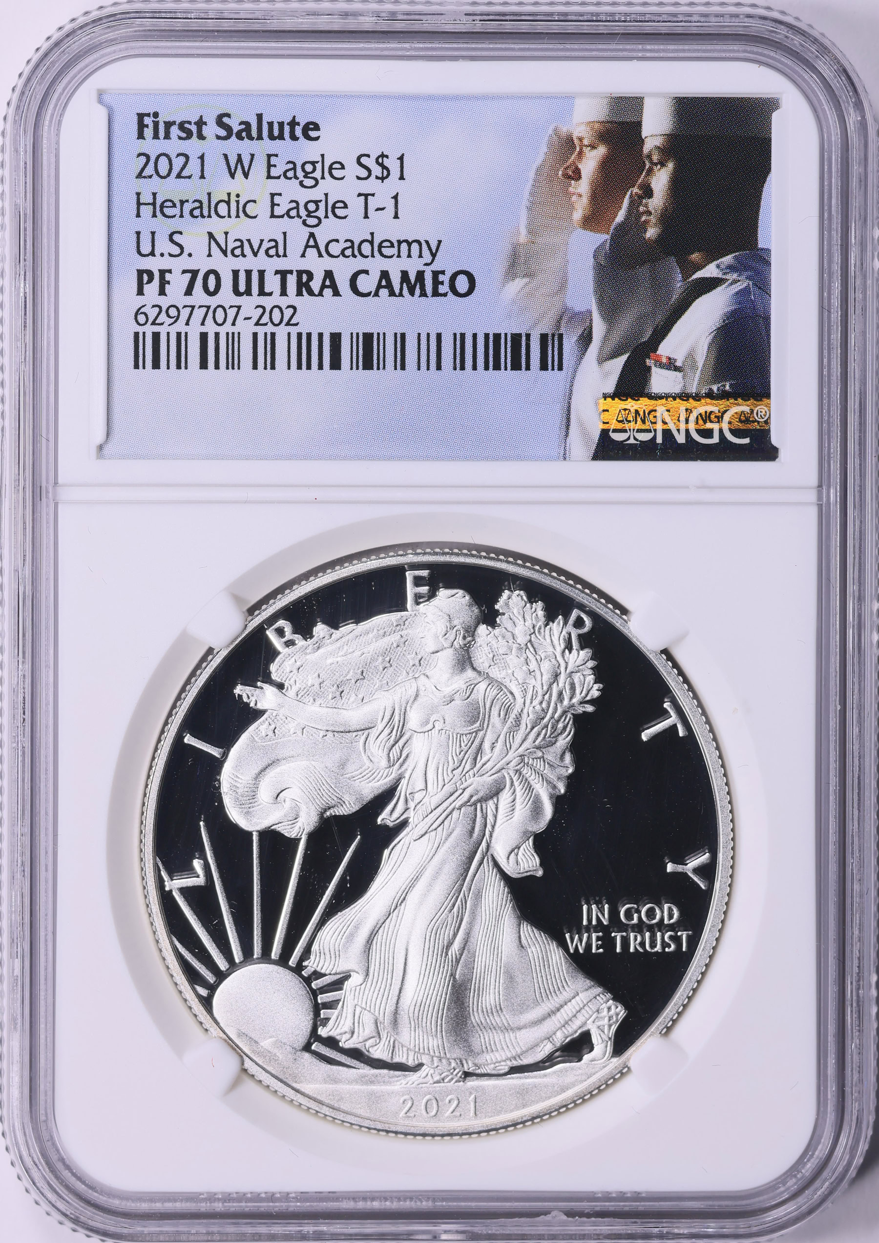 2021-W $1 Silver Eagle Type 1 NGC Proof-70 UC (First Salute U.S. Navy ...