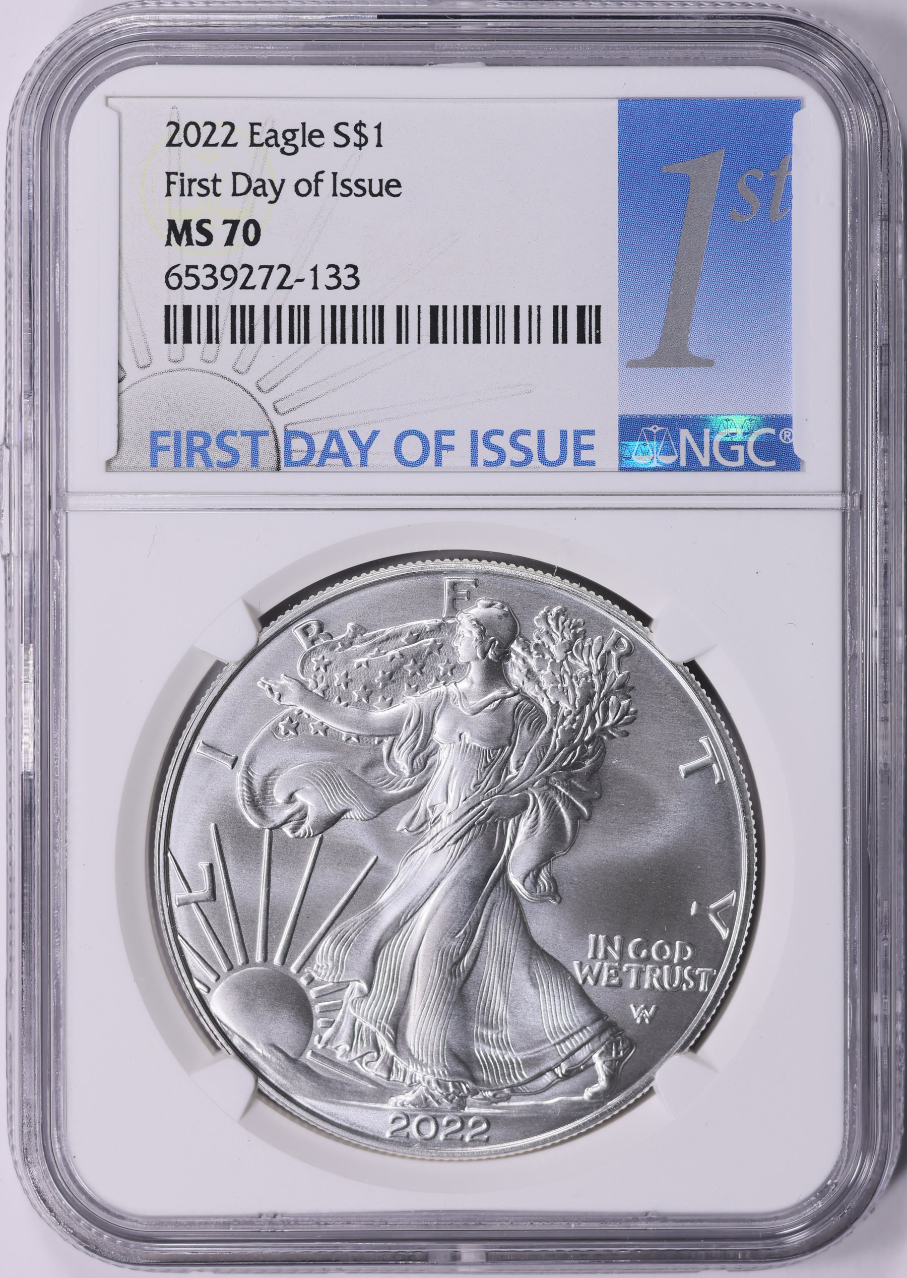 2022 $1 Silver Eagle First Day of Issue NGC MS-70 (Item 1869695) | GreatCollections Coin Auctions