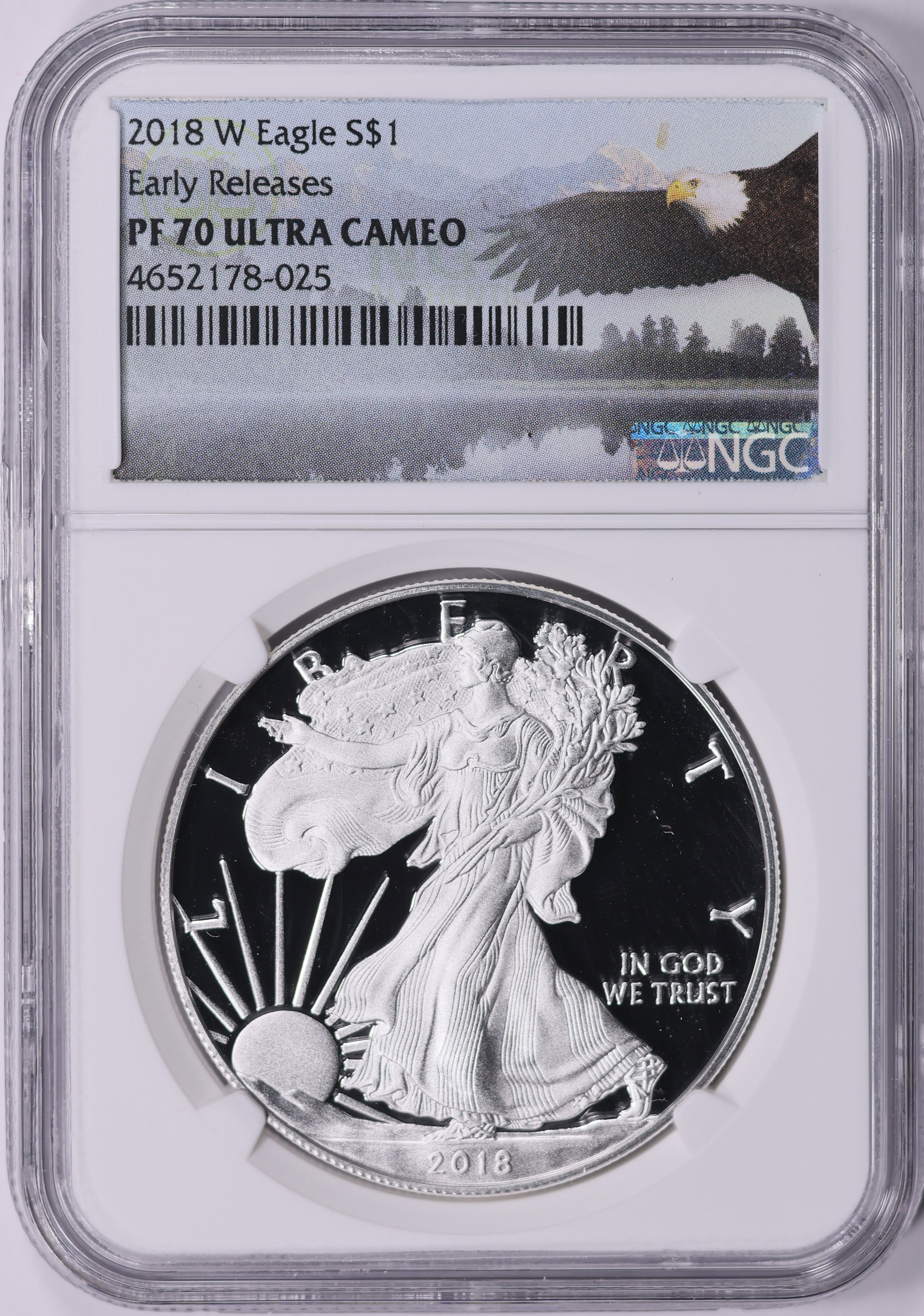 2018-W $1 Silver Eagle Early Releases NGC Proof-70 UC (Eagle Label) (Item 1869714 ...