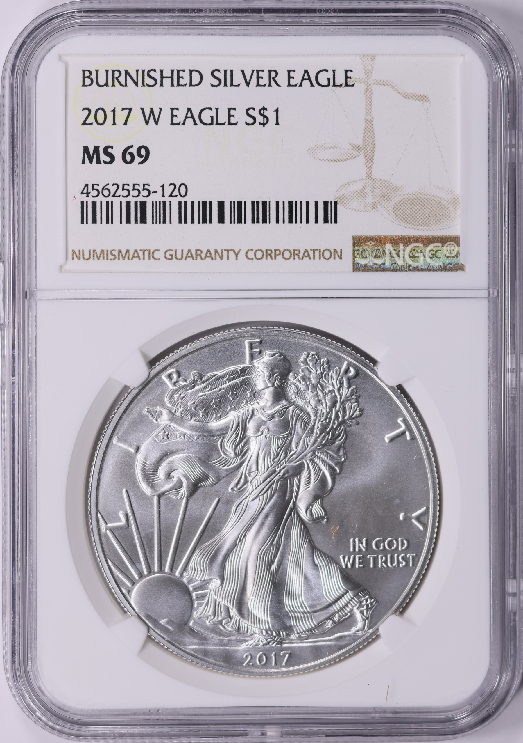 2017-W $1 Silver Eagle Burnished NGC MS-69 (Item 1869720) | GreatCollections Coin Auctions