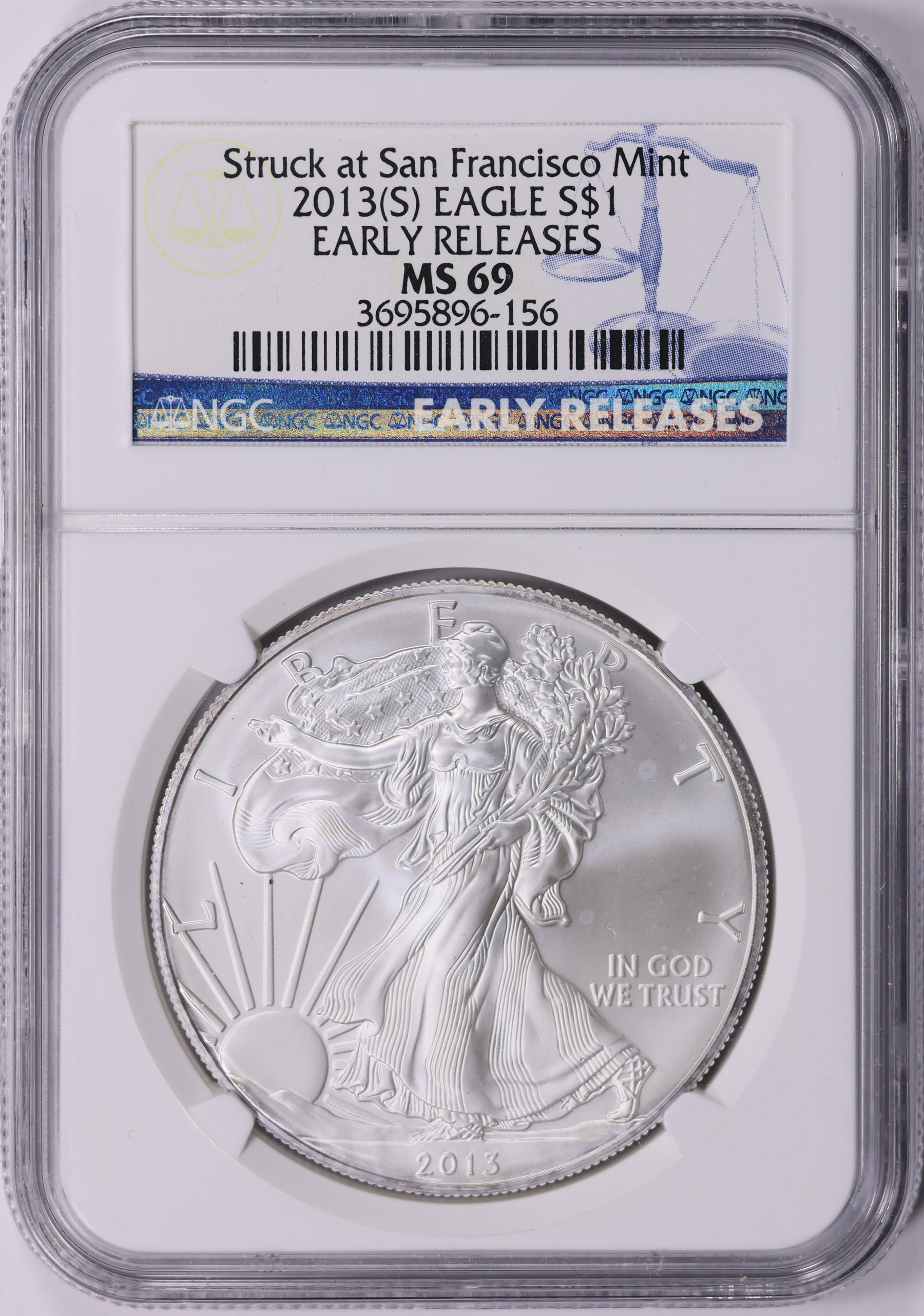 2013-(S) $1 Silver Eagle Early Releases Struck at San Francisco NGC MS-69 (Item 1869745 ...