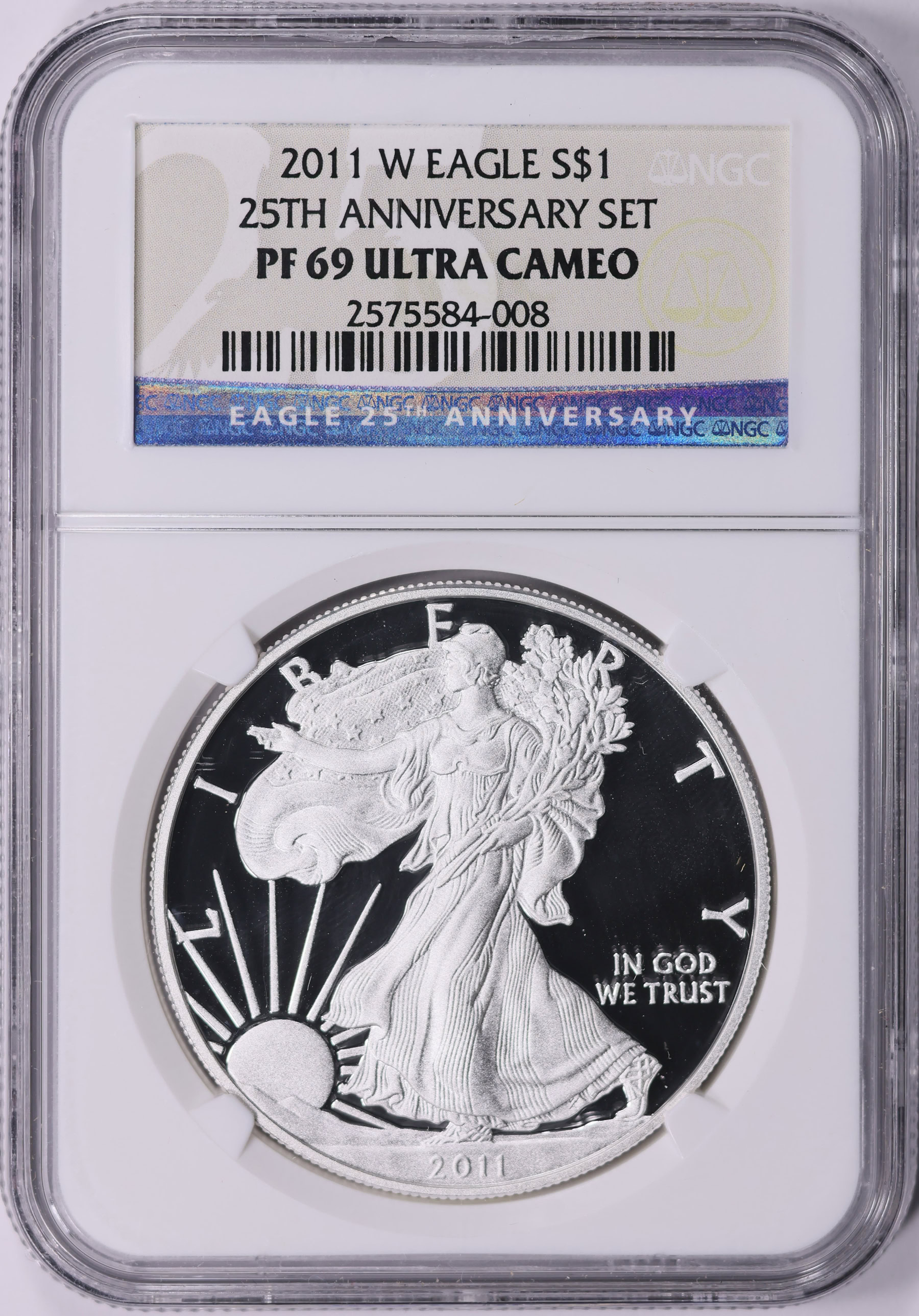 2011-W $1 Silver Eagle 25th Anniversary NGC Proof-69 UC (Item 1869760) | GreatCollections Coin ...
