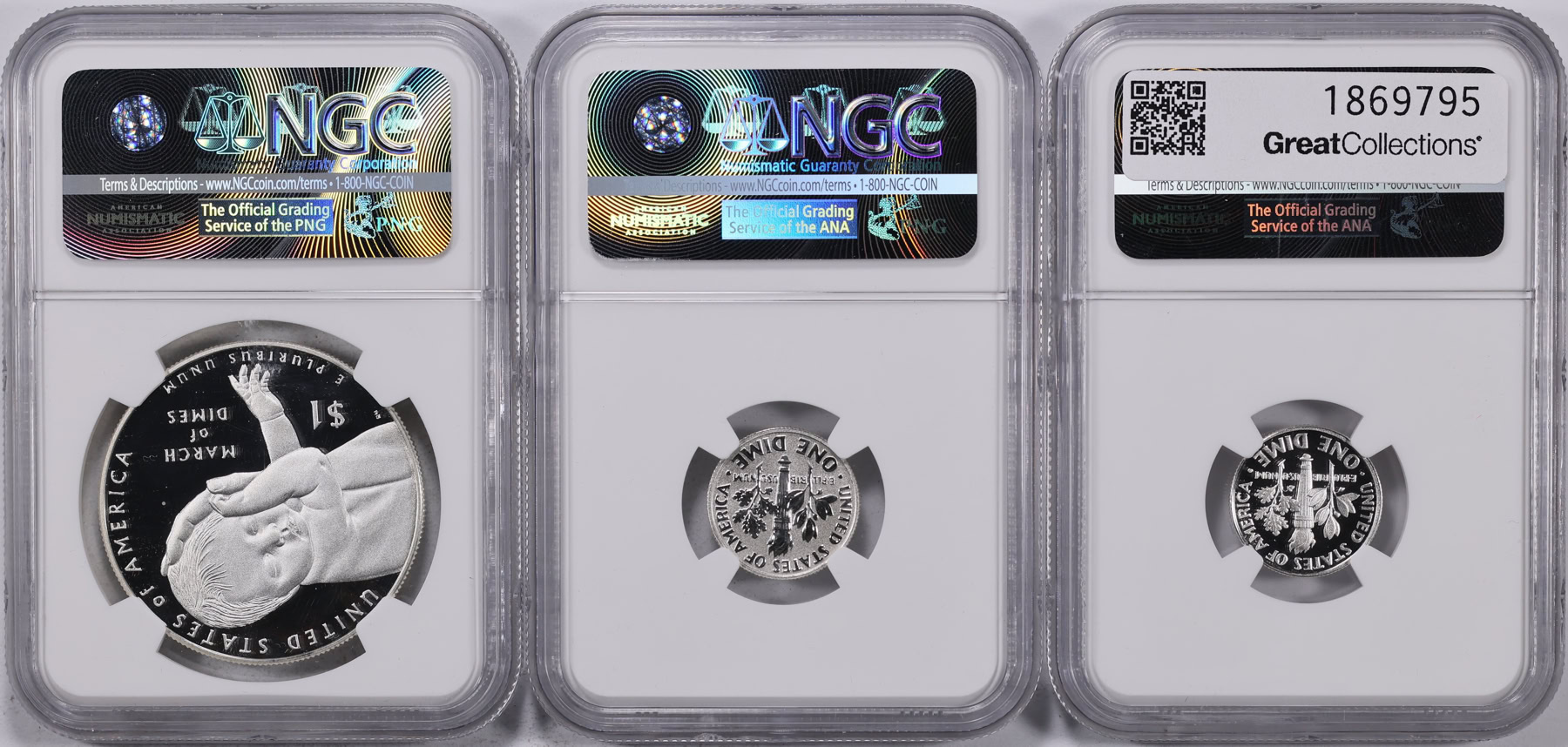 2015 March of Dimes Set Silver Dollar, Reverse Proof Dime and Proof ...