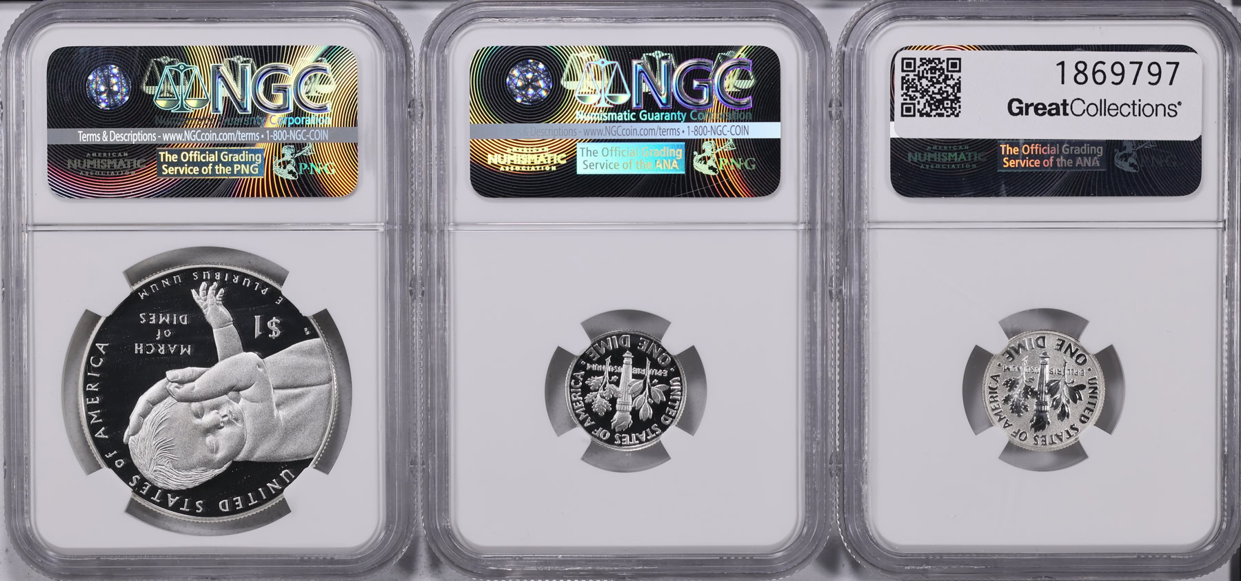 2015 March of Dimes Set Silver Dollar, Reverse Proof Dime and Proof ...