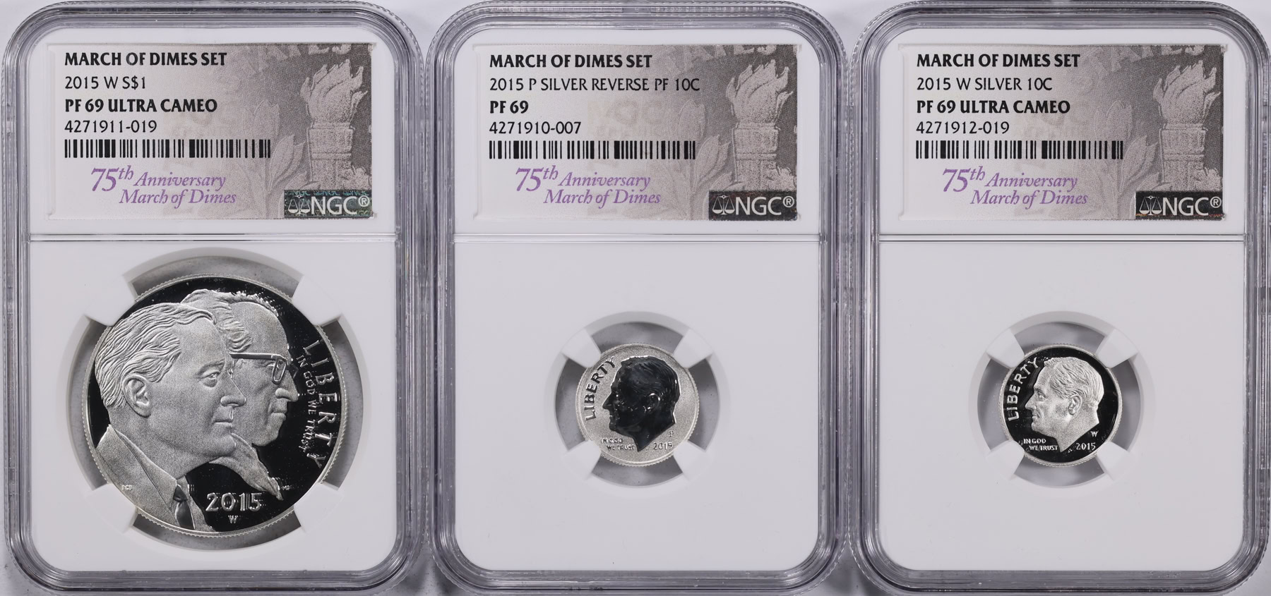 2015 March of Dimes Set Silver Dollar, Reverse Proof Dime and Proof ...