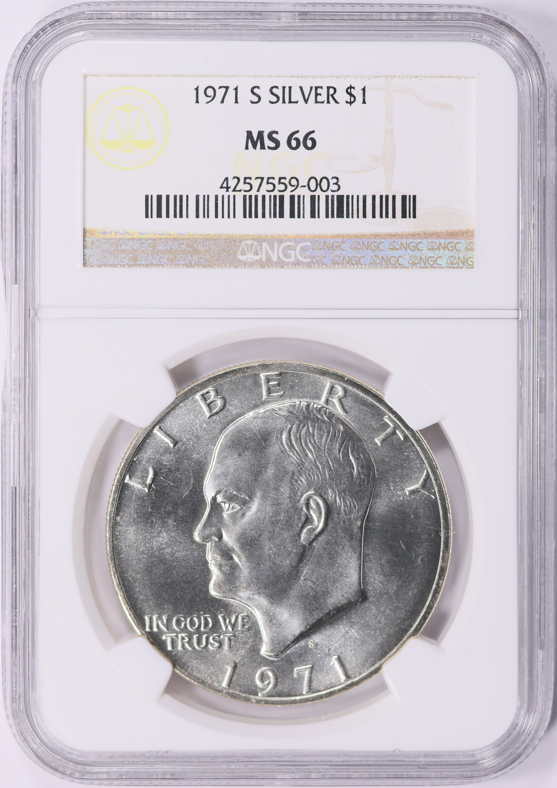 1971-S Eisenhower Dollar Silver NGC MS-66 (Item 1869810) | GreatCollections Coin Auctions