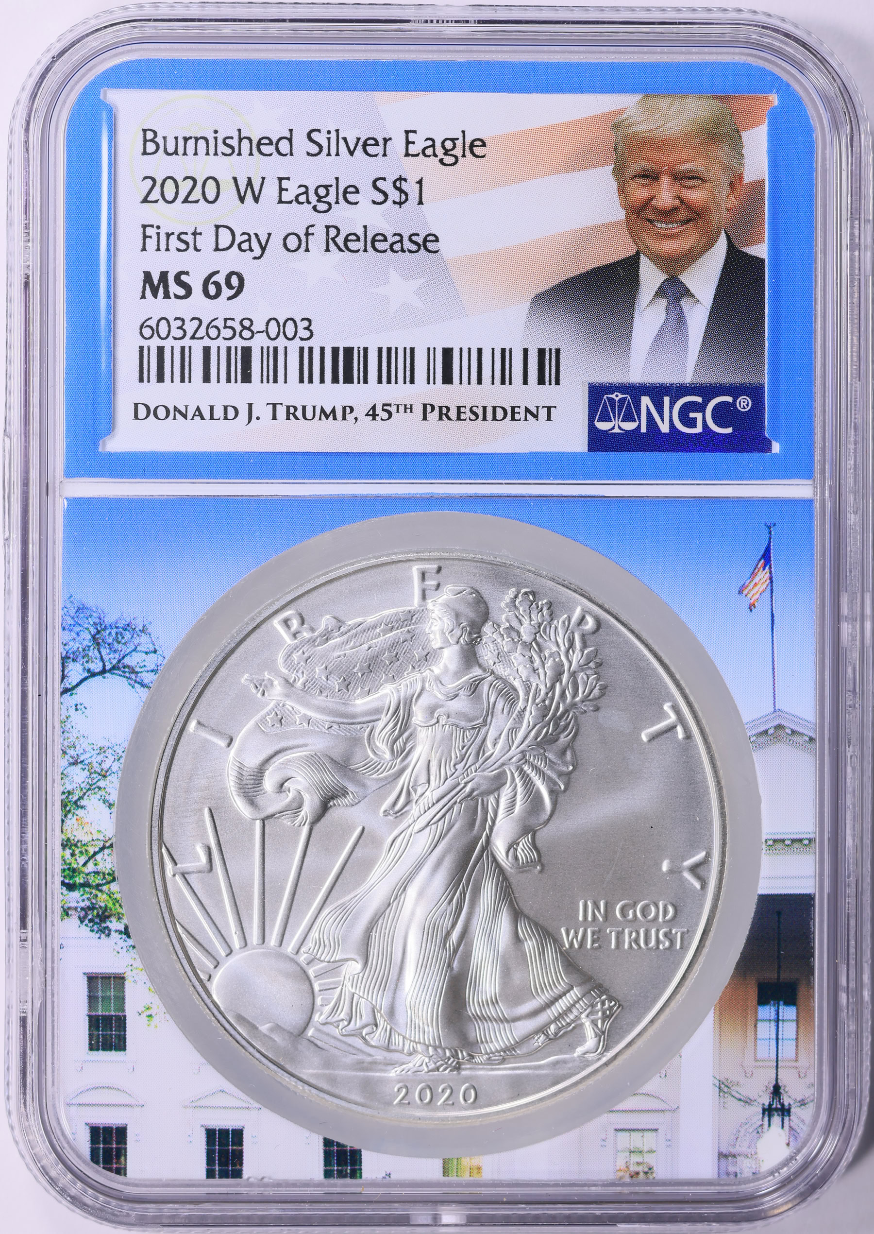 2020-W $1 Silver Eagle First Day of Release Burnished NGC MS-69 (Donald ...