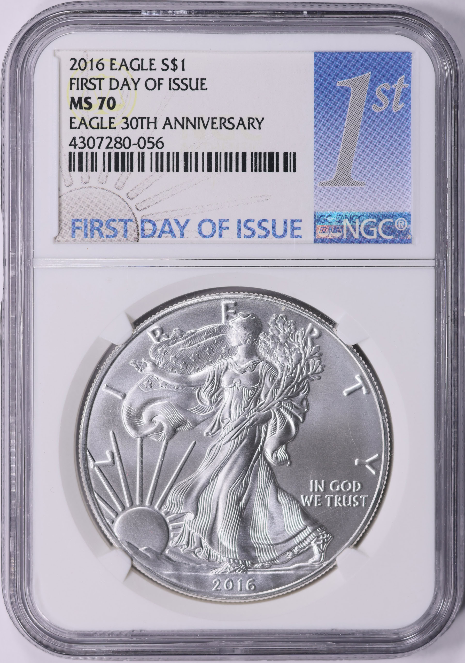 2016 $1 Silver Eagle First Day of Issue 30th Anniversary NGC MS-70 (Item 1869911 ...