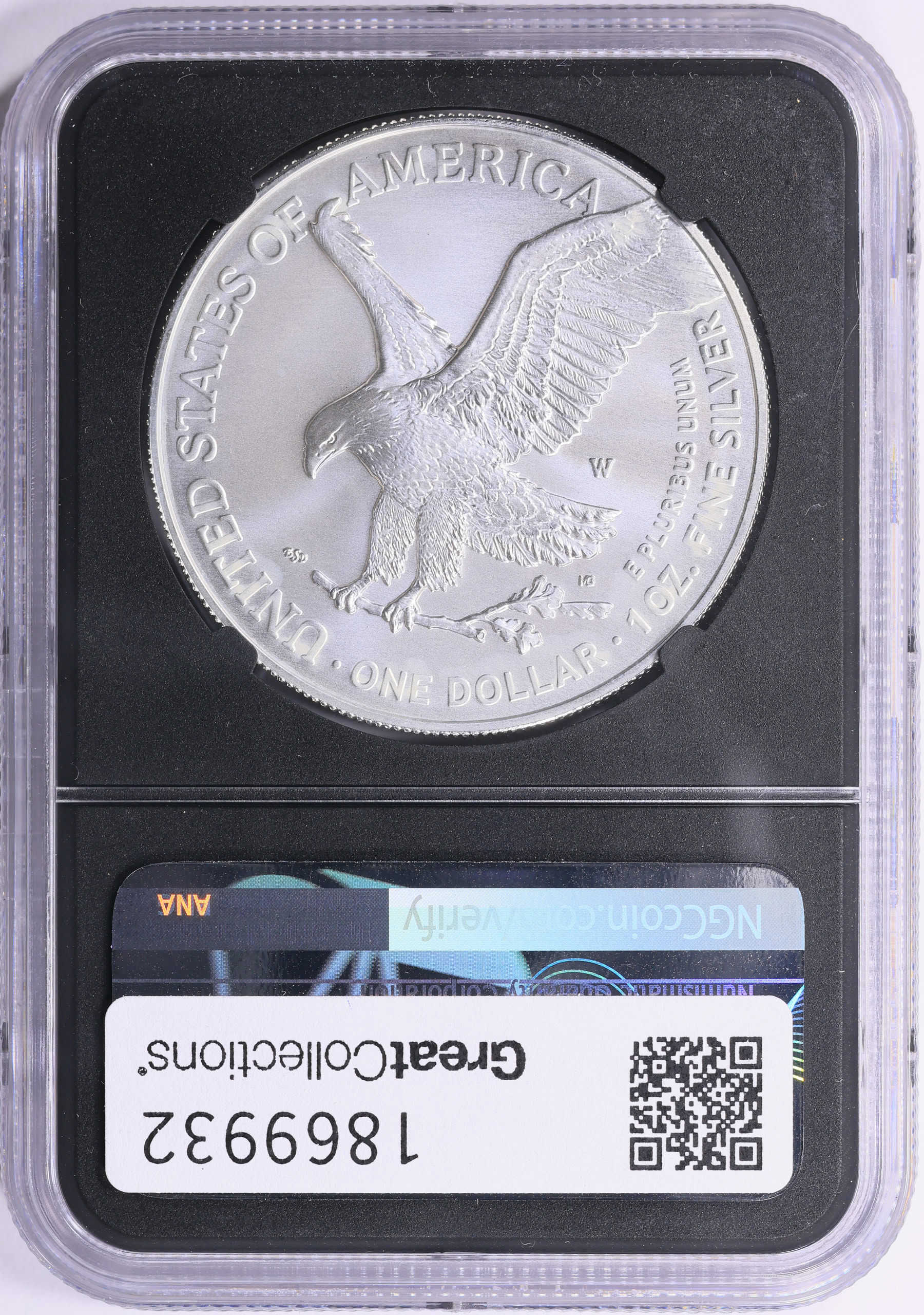 2023-W $1 Silver Eagle Burnished First Releases NGC MS-69 (Eagle Label) (Black Retro Holder ...