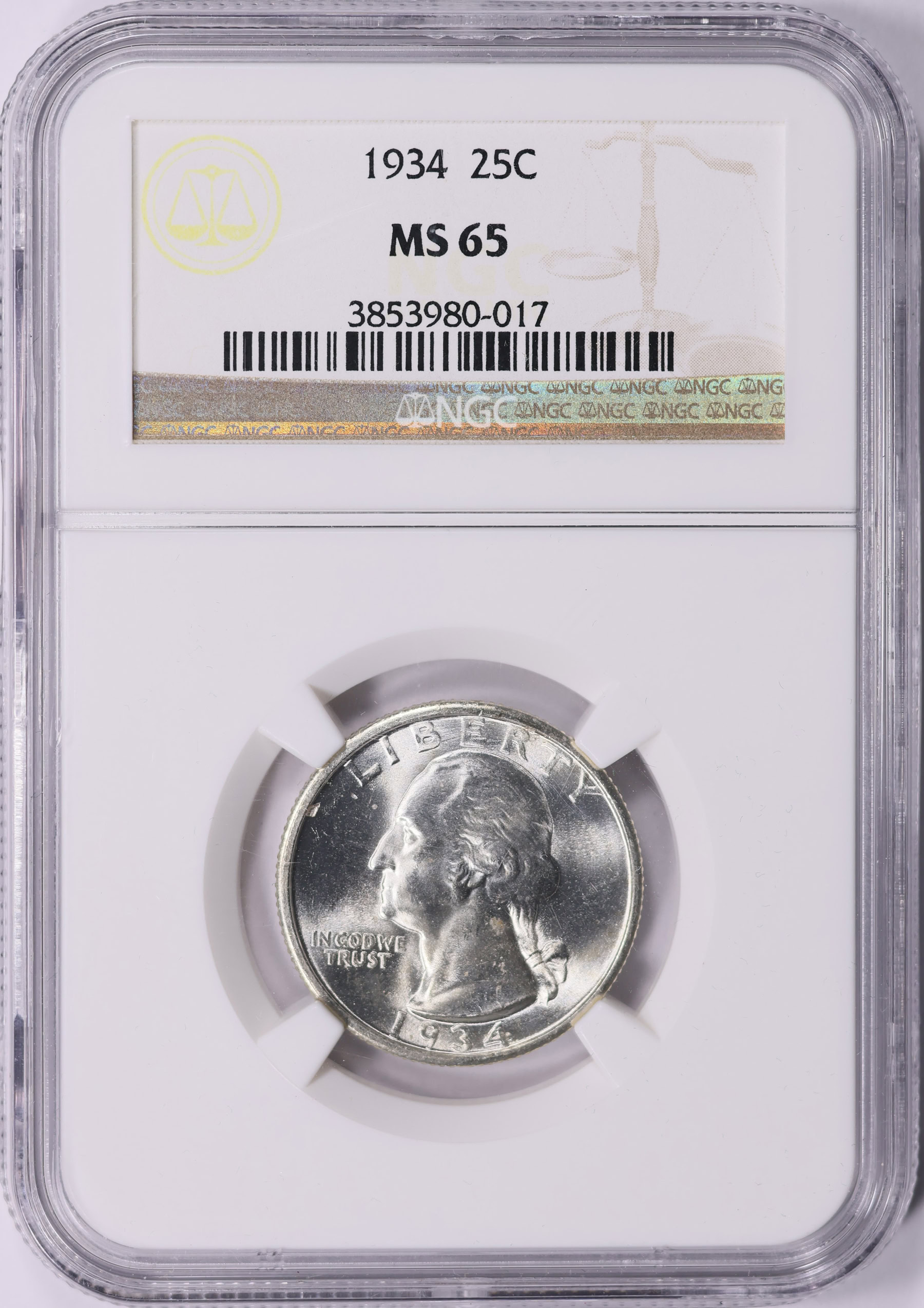 1934 Washington Quarter NGC MS-65 (Item 1869994) | GreatCollections Coin Auctions