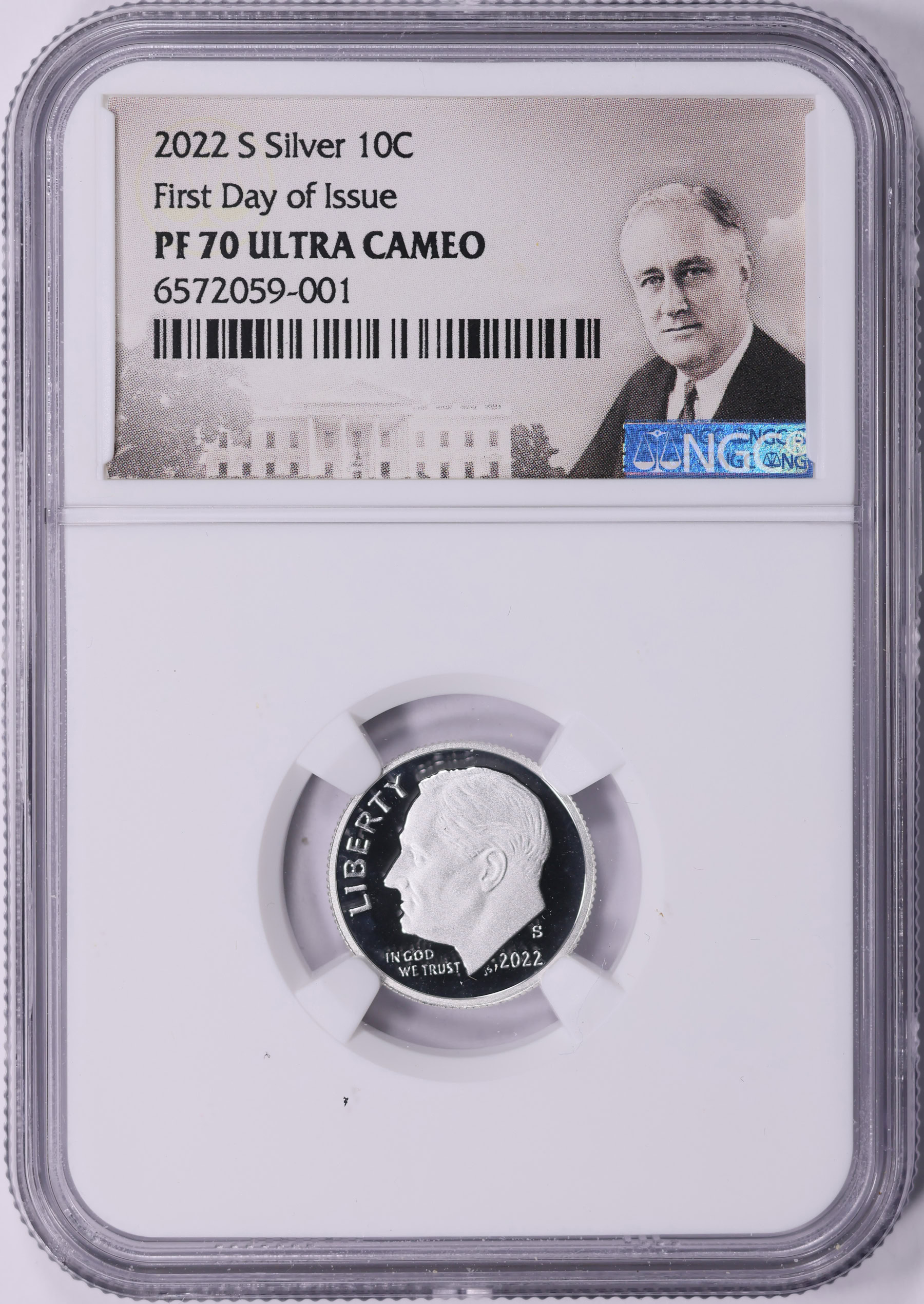 2022-S Roosevelt Dime Silver First Day of Issue NGC Proof-70 UC ...