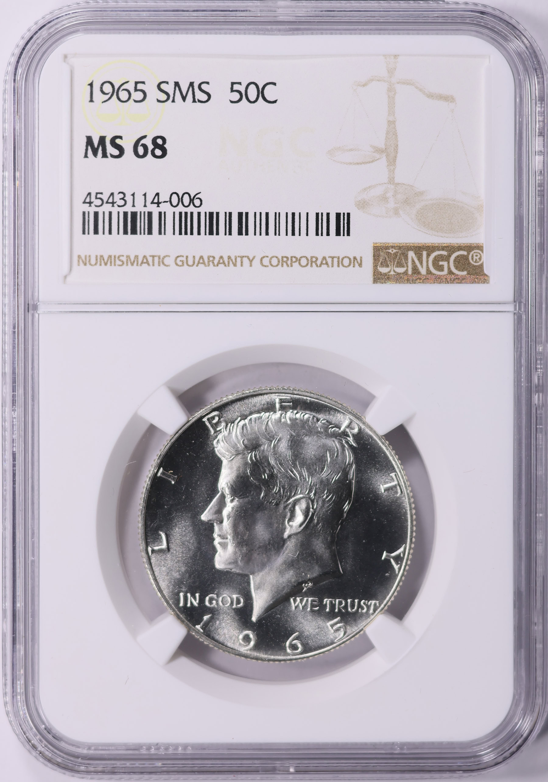1965 Kennedy Half Dollar SMS NGC MS-68 (Item 1870234) | GreatCollections Coin Auctions