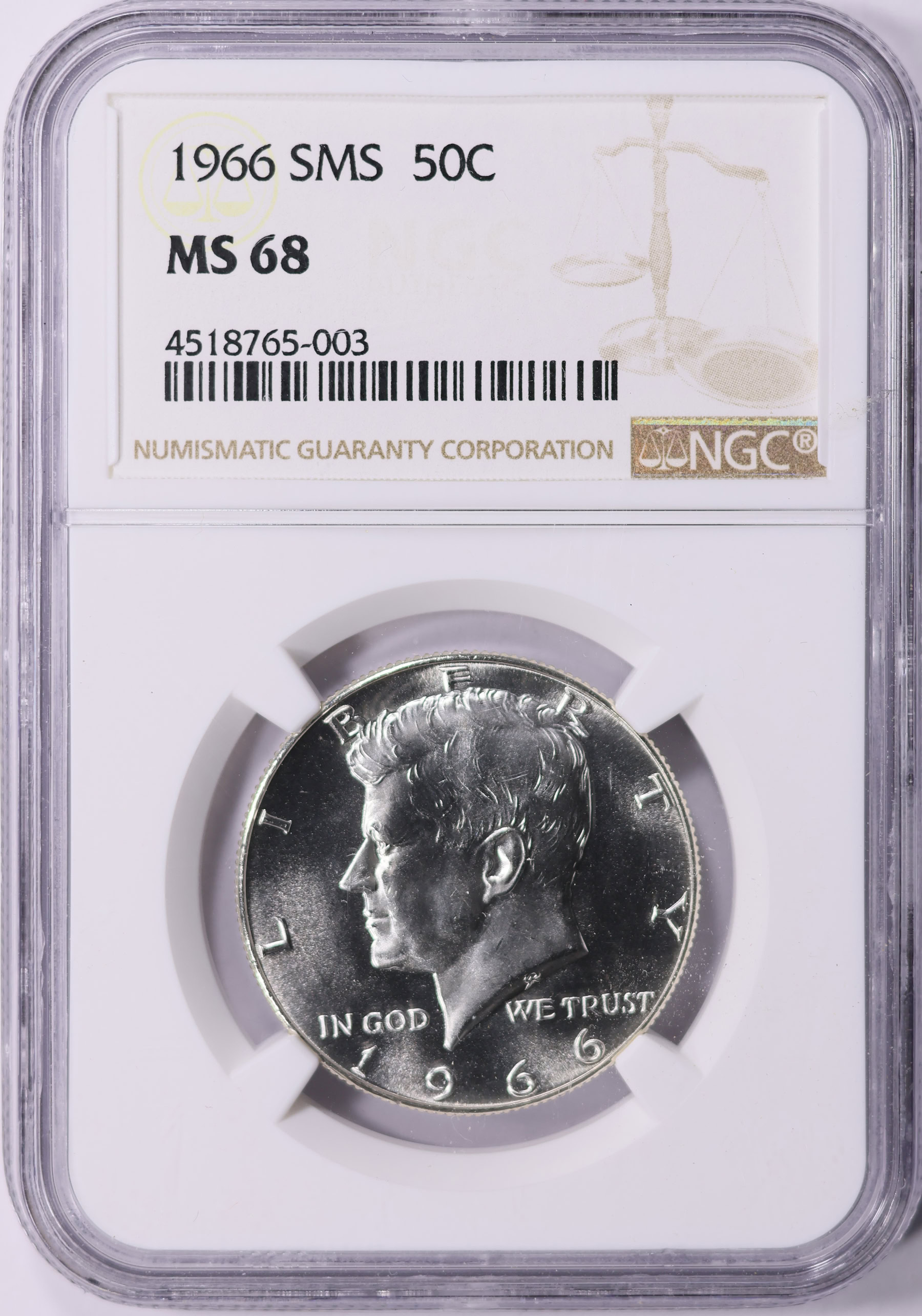 1966 Kennedy Half Dollar SMS NGC MS-68 (Item 1870236) | GreatCollections Coin Auctions