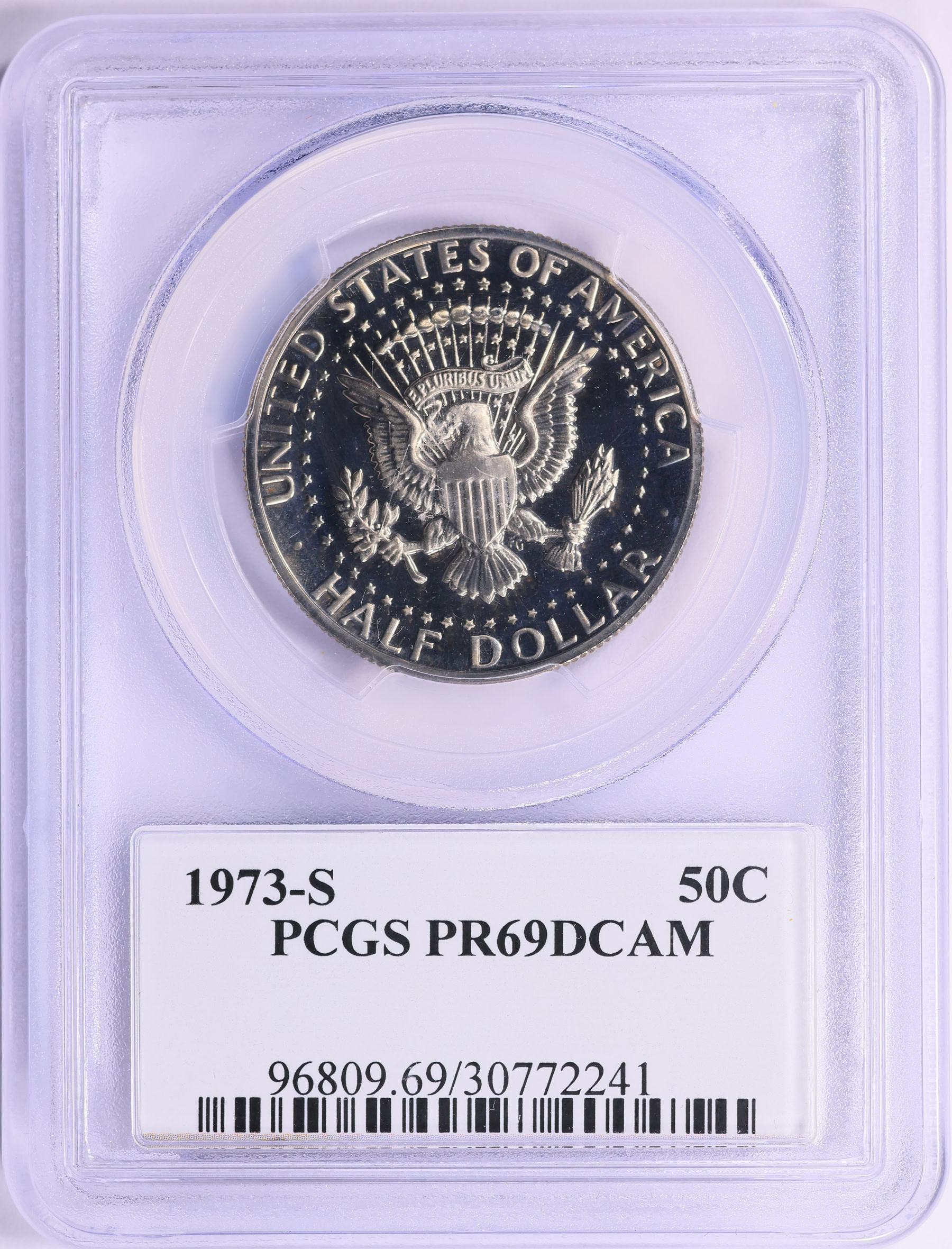 1973-S Kennedy Half Dollar PCGS Proof-69 DCAM (John F. Kennedy Label ...