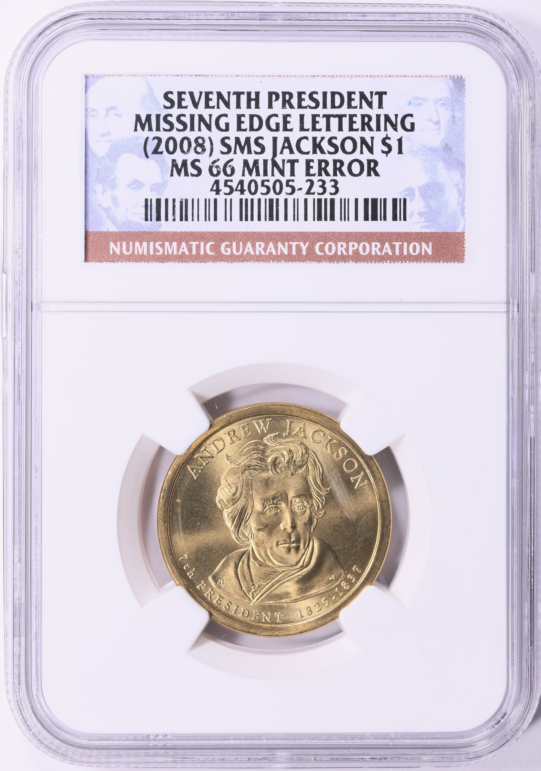 Mint Error (2008) Presidential Dollar Andrew Jackson Missing Edge ...