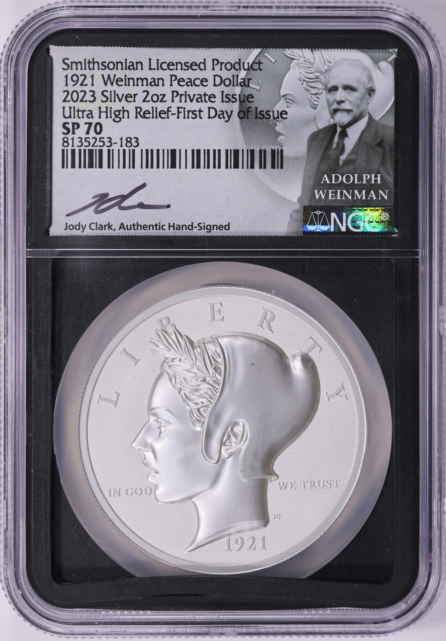 2023 Silver 2 oz. Private Issue 1921 Weinman Peace Dollar Ultra High ...