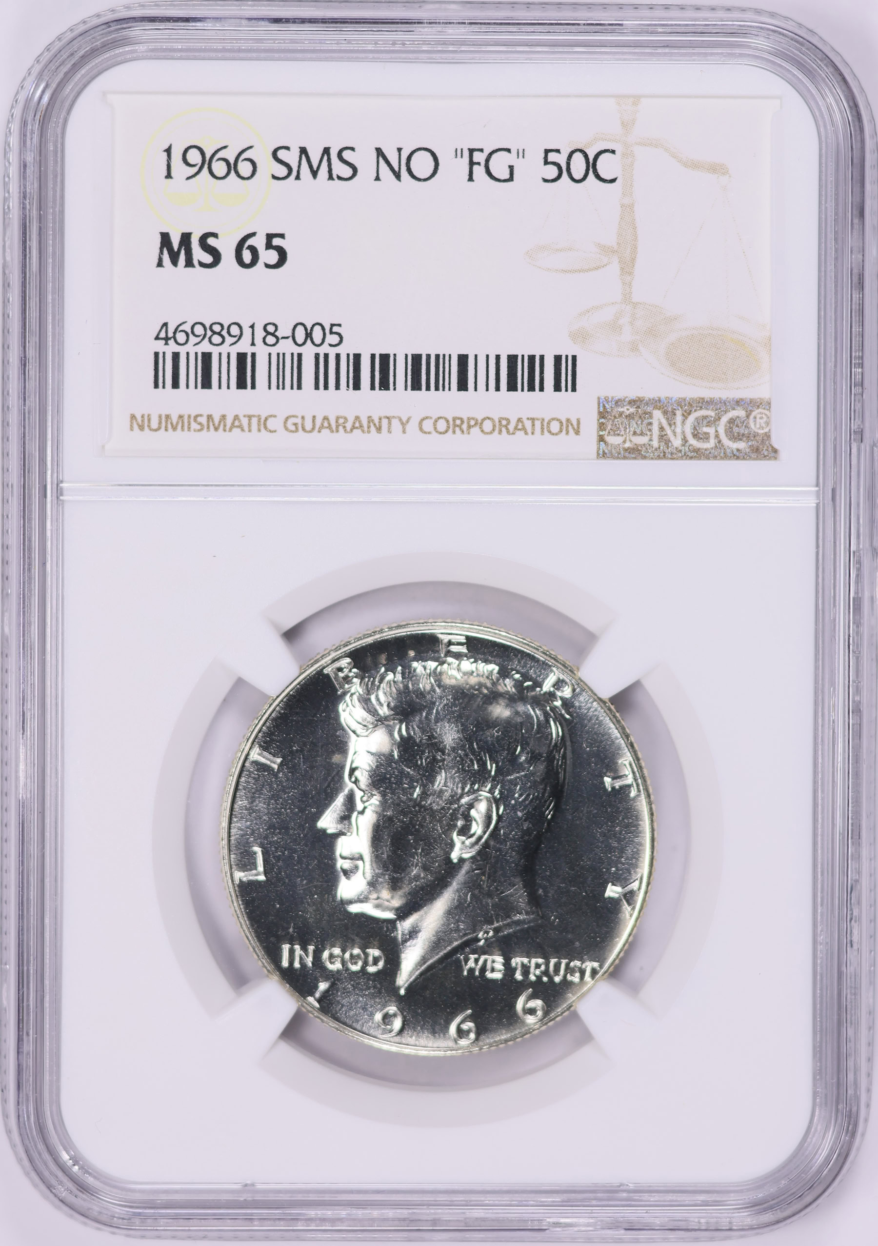 1966 Kennedy Half Dollar SMS No FG NGC MS-65 (Item 1870378 ...