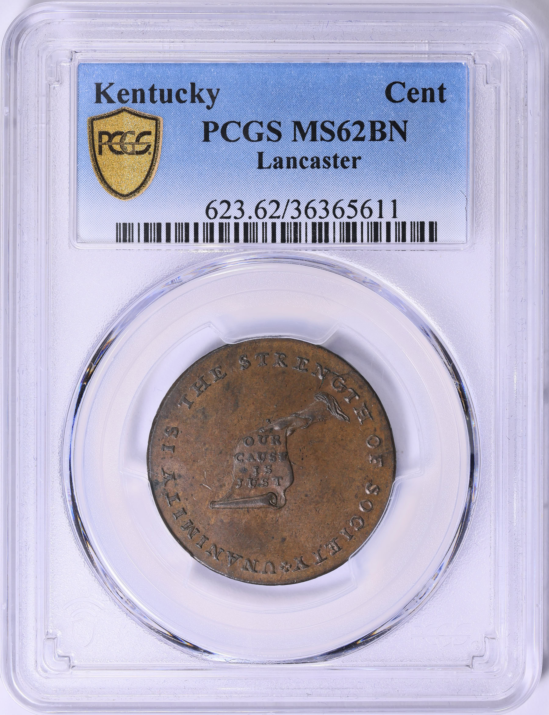 ND (1792-94) Kentucky Cent Token LANCASTER Edge PCGS MS-62 BN (Item ...