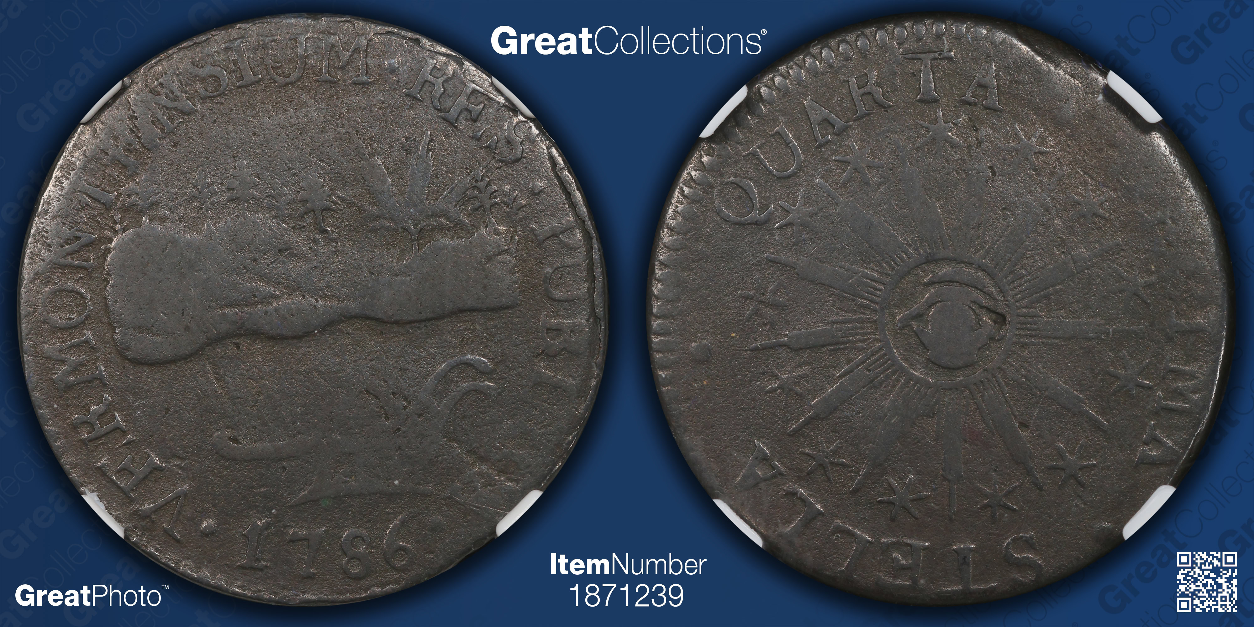 1786 Vermont Copper VERMONTENSIUM NGC VF-20 BN (Item 1871239 ...
