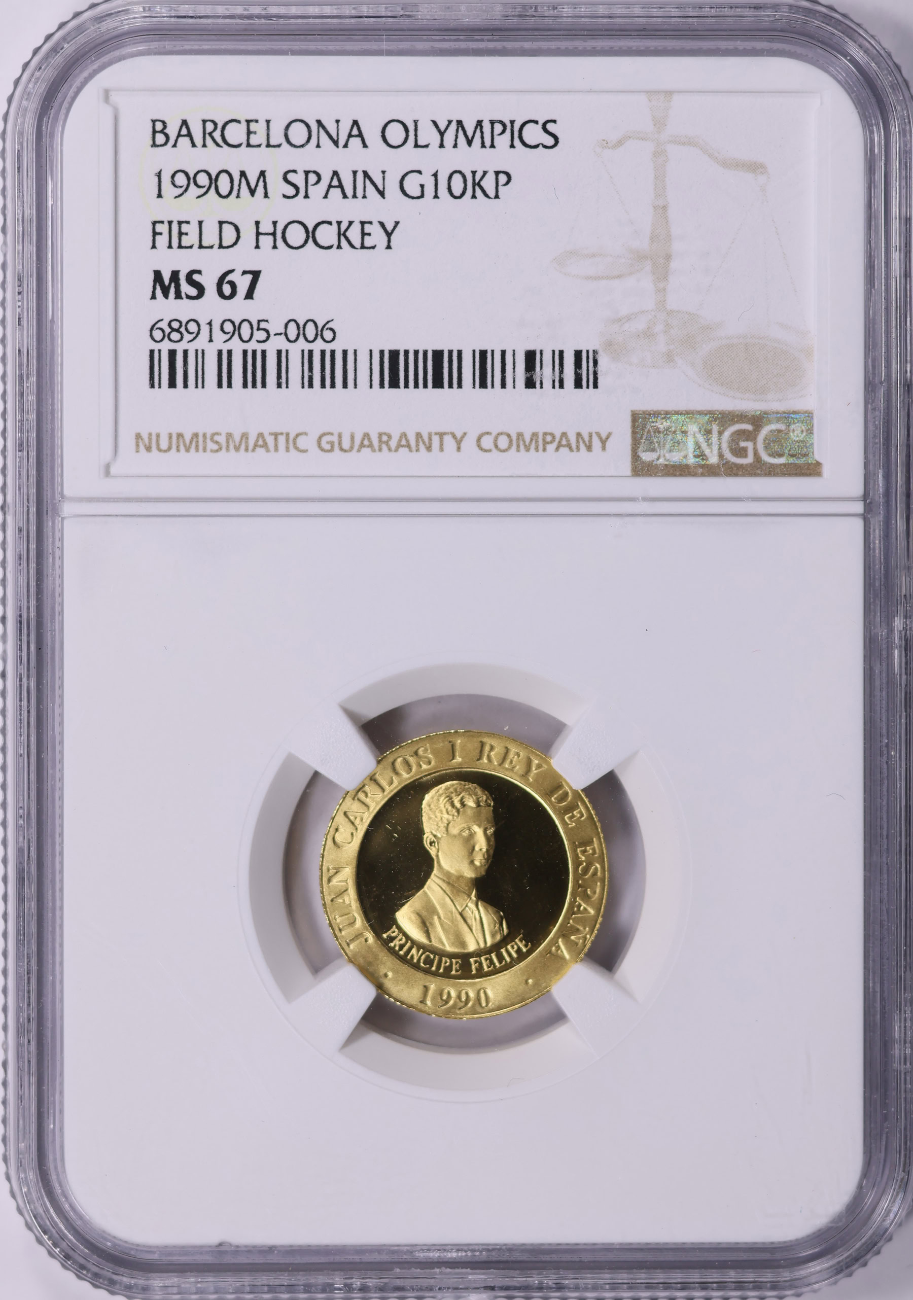 Spain 1990 Gold 10,000 Pesetas Barcelona Olympics Field Hockey KM-871 ...