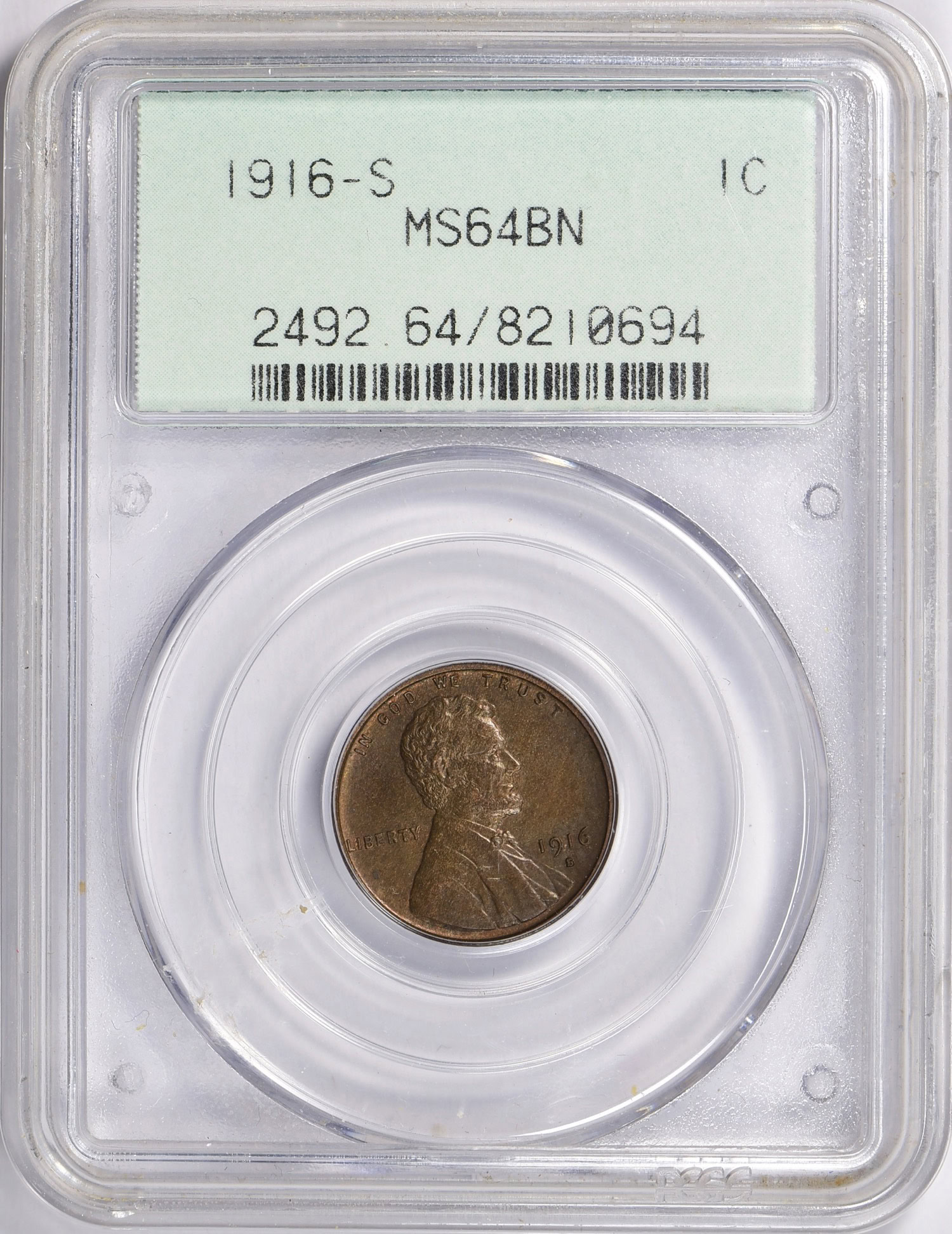 1916-S Lincoln Cent PCGS MS-64 BN OGH (2nd Gen) (Item 1871366 ...