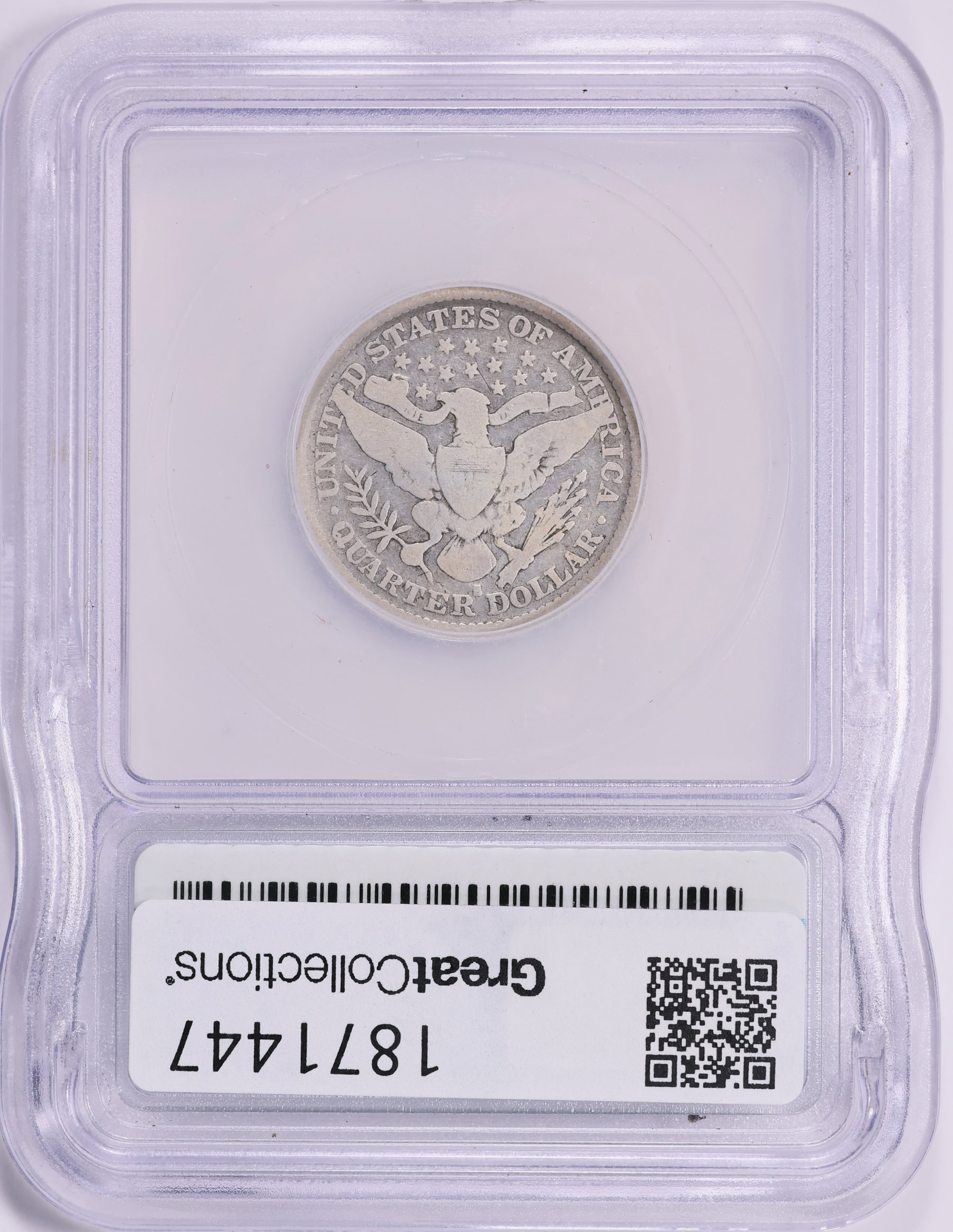 1896-S Barber Quarter ICG G-04 (Item 1871447) | GreatCollections Coin Auctions