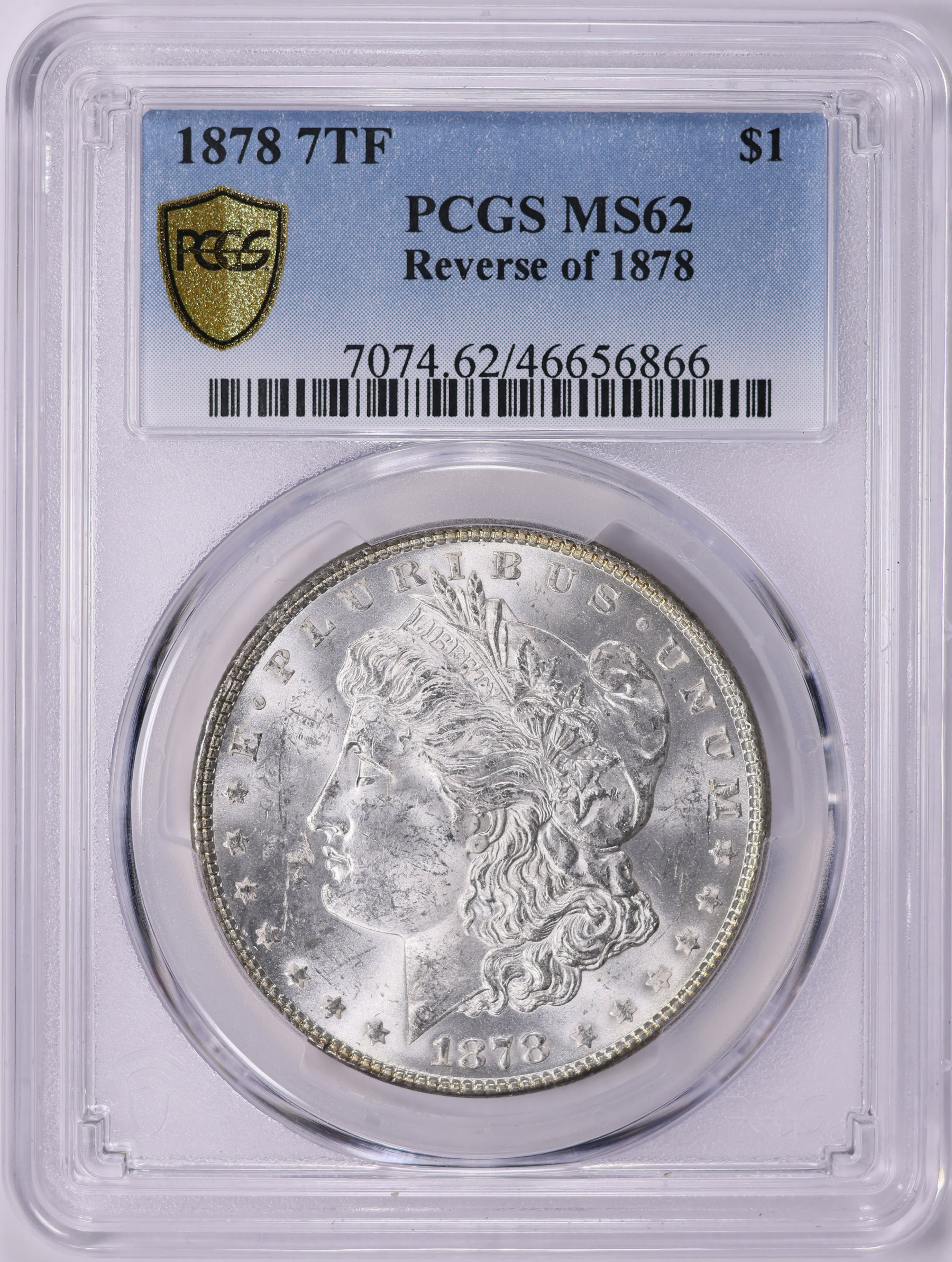 1878 Morgan Silver Dollar 7 Tailfeathers, Reverse of 1878 PCGS MS-62 (Item 1871449 ...