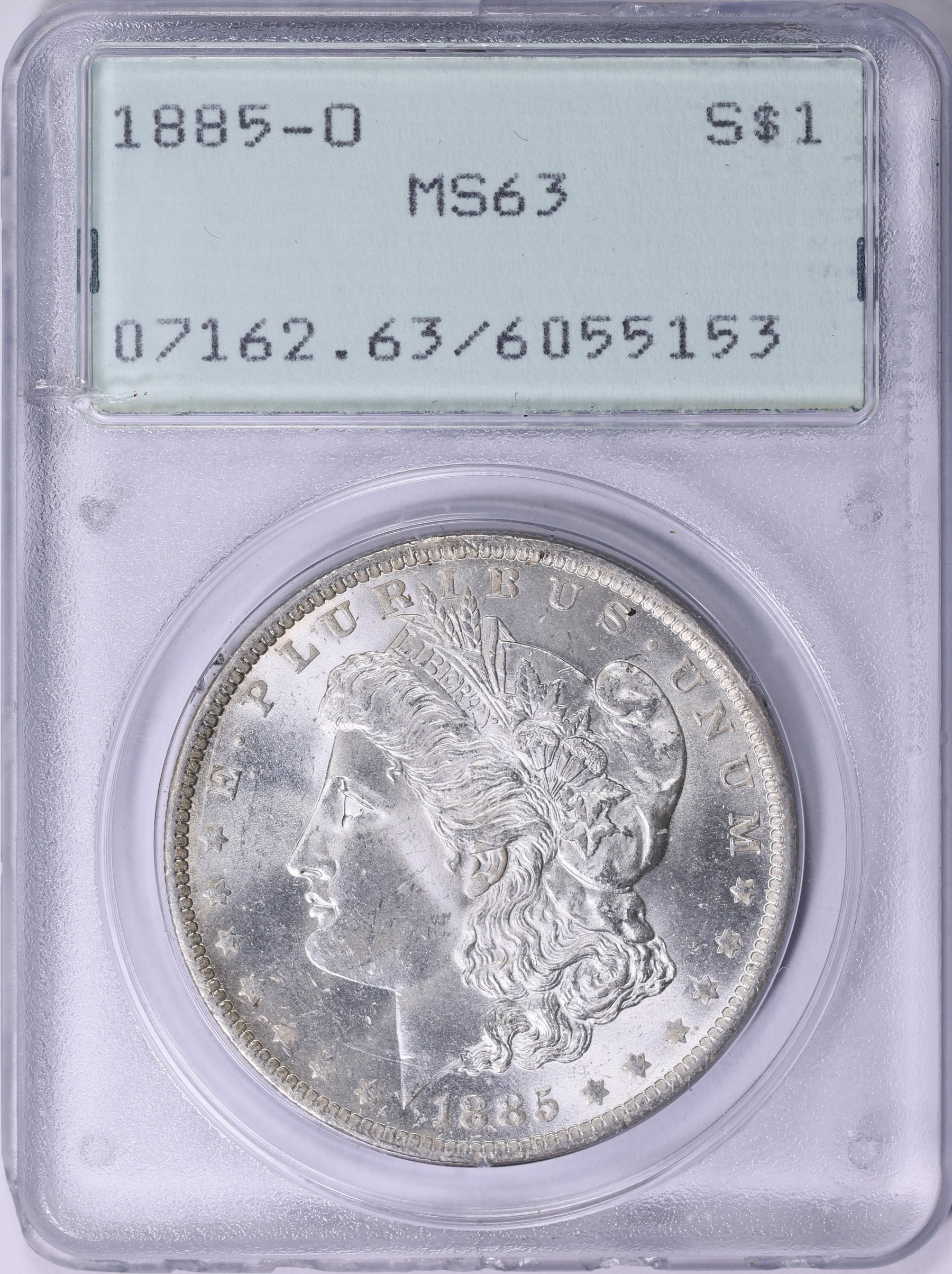 1885-O Morgan Silver Dollar PCGS MS-63 OGH (1st Gen) (Item 1871462) | GreatCollections Coin Auctions
