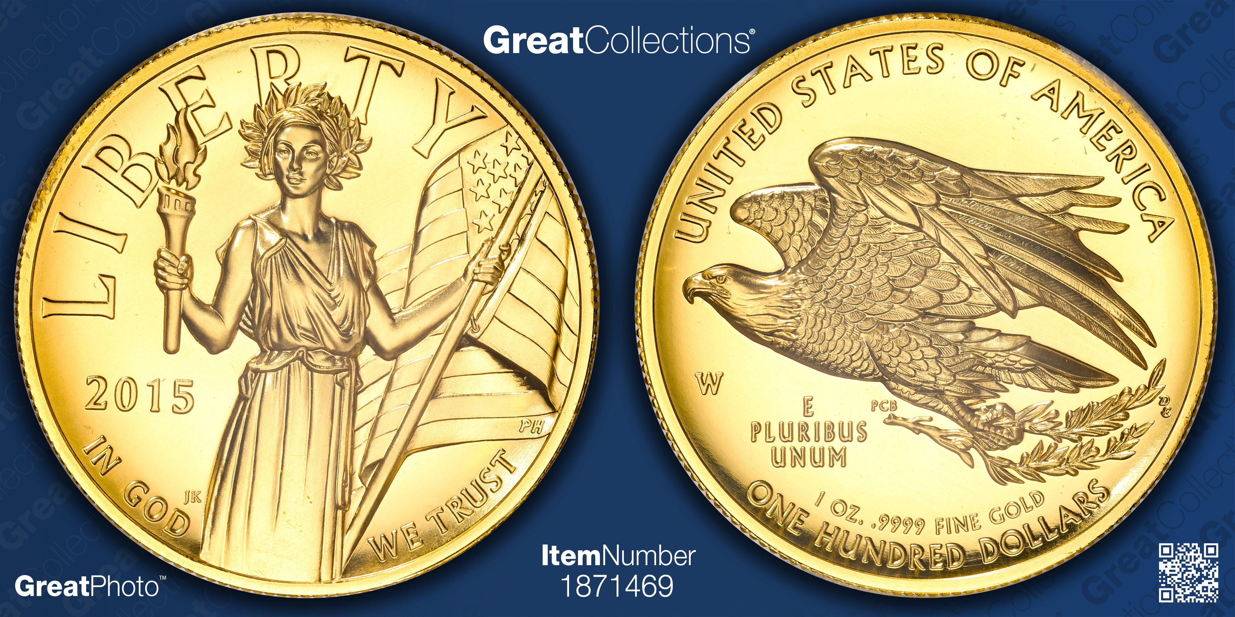 2015-W America Liberty High Relief $100 Gold First Strike PCGS MS-70 PL ...