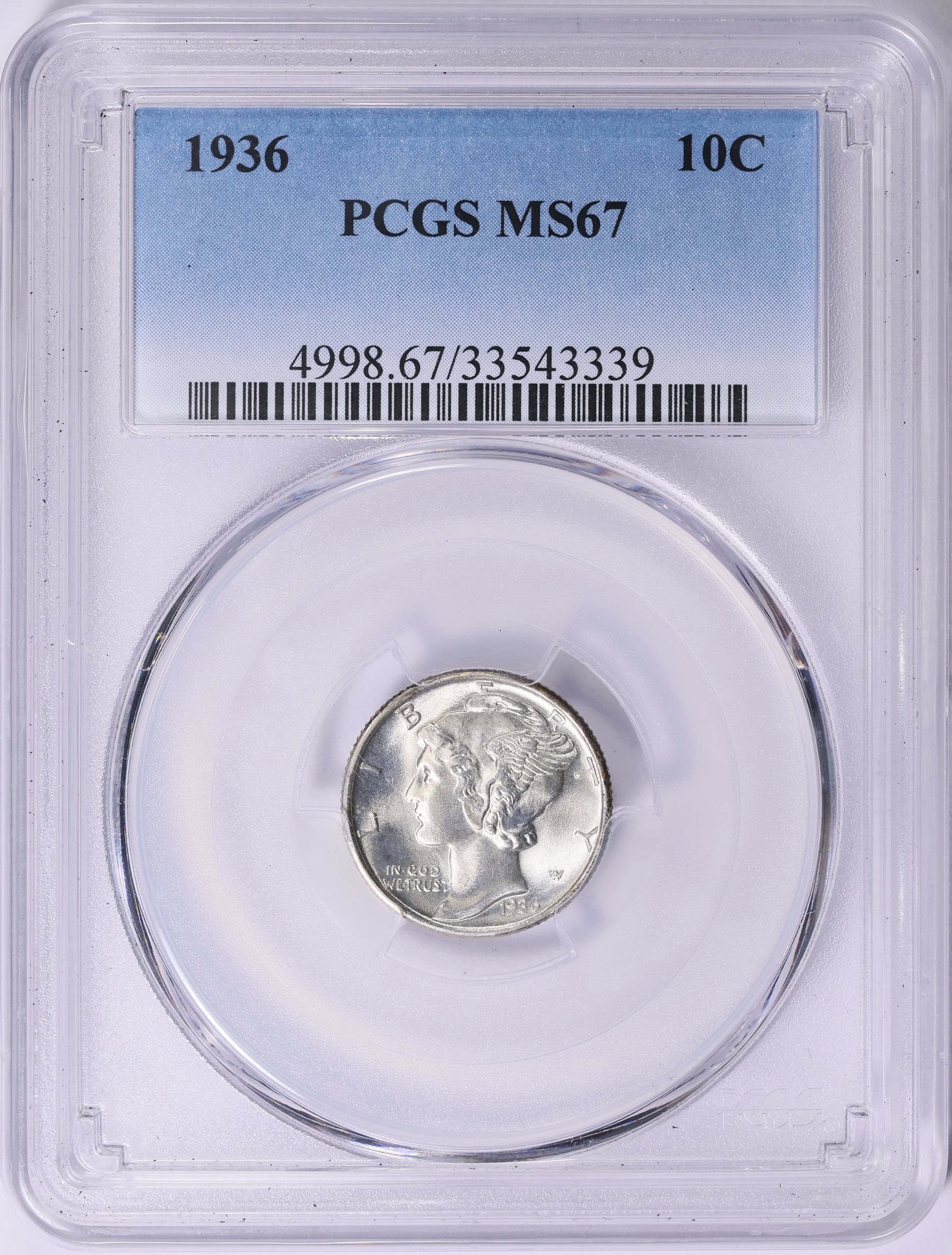 1936 Mercury Dime PCGS MS-67 (Item 1871493) | GreatCollections Coin Auctions