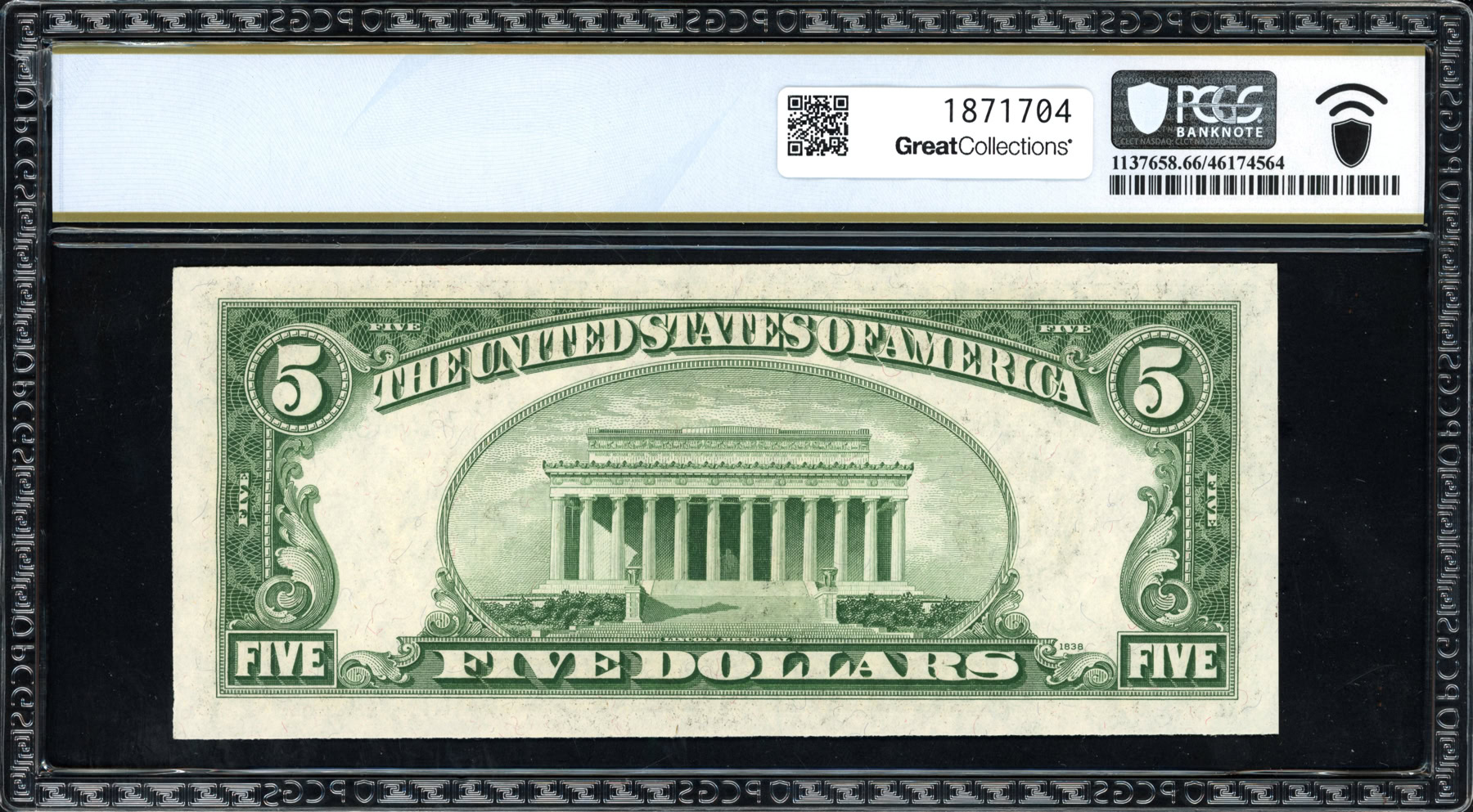 Fr. 1960-G (GC Block) 1934D $5 Chicago Federal Reserve Note Clark ...