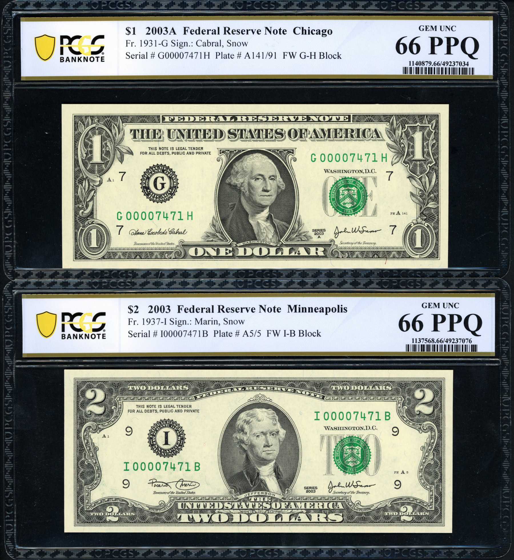 Fr. 1915-C, 1924-C, 1931-G, & 1937-I 1988A-2003A $1 & $2 Federal ...