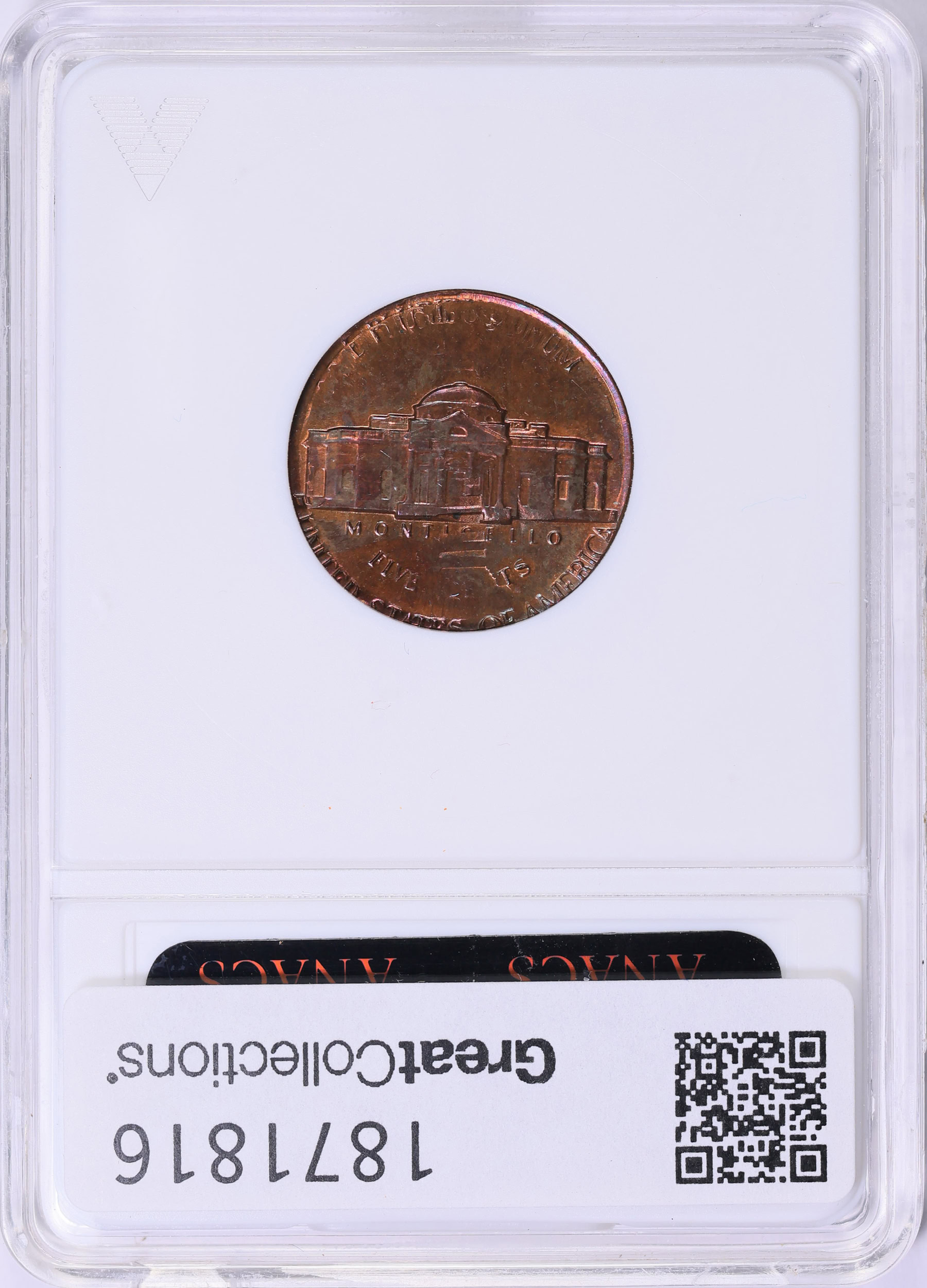 Mint Error 1982-P Jefferson Nickel On Struck 1c ANACS MS-63 RB OH ...