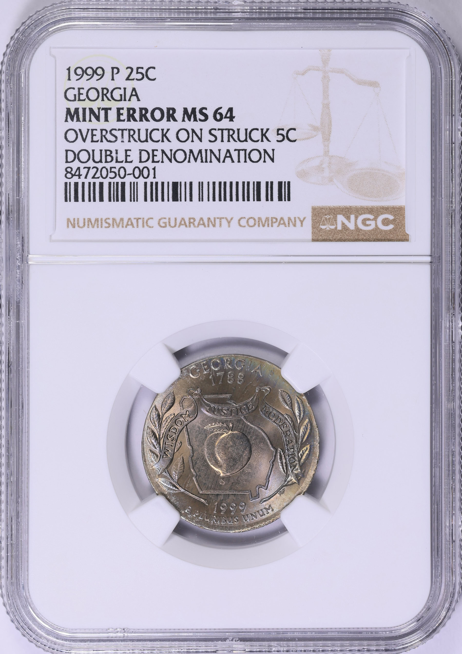 Mint Error 1999-P State Quarter Georgia Overstruck on Struck 5c Double ...