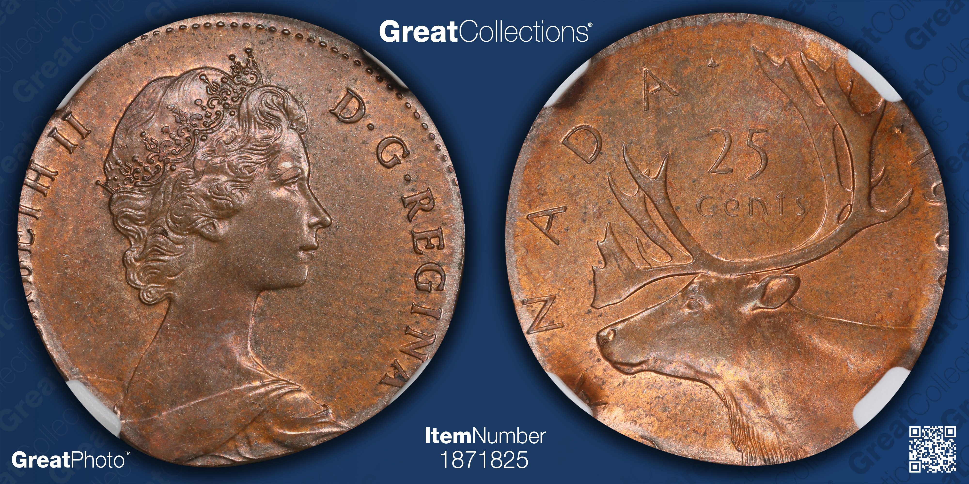 Canada Mint Error 1986 25 Cents Struck on Foreign Cent Blank NGC MS-64 ...