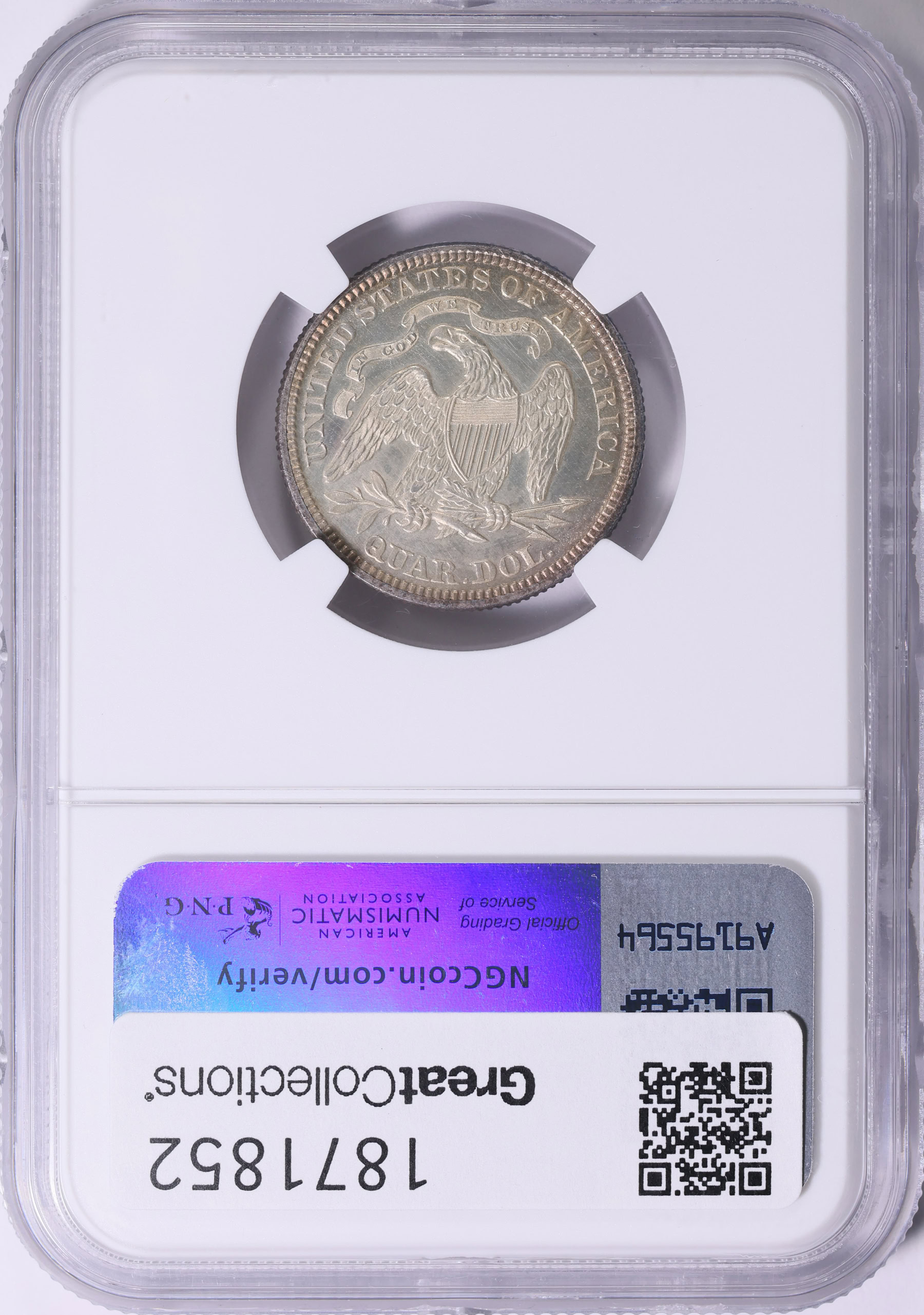 1872 Seated Liberty Quarter NGC Proof-64 CAMEO (Item 1871852) | GreatCollections Coin Auctions