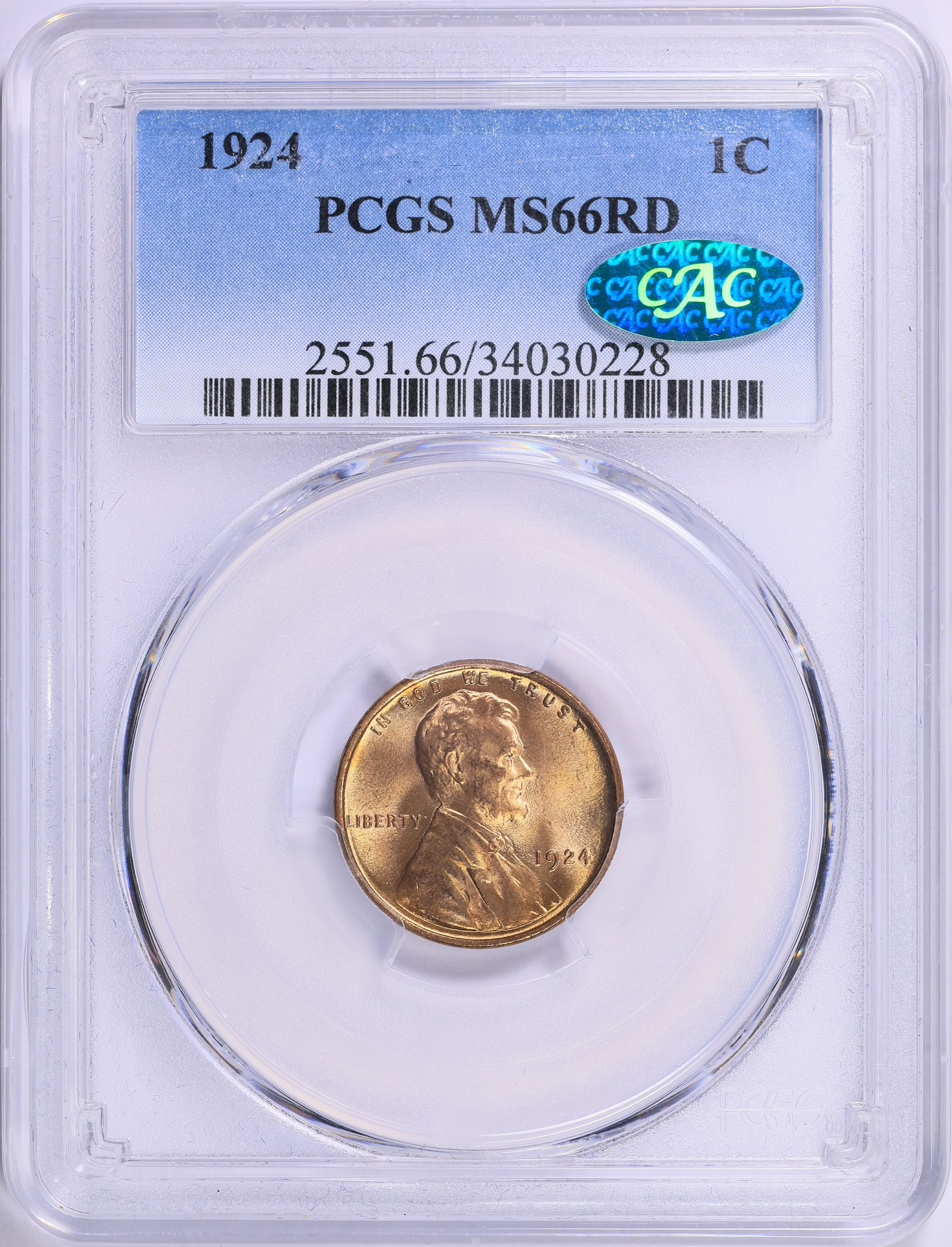 1924 Lincoln Cent PCGS MS-66 RD (CAC Green) (Item 1871879 ...