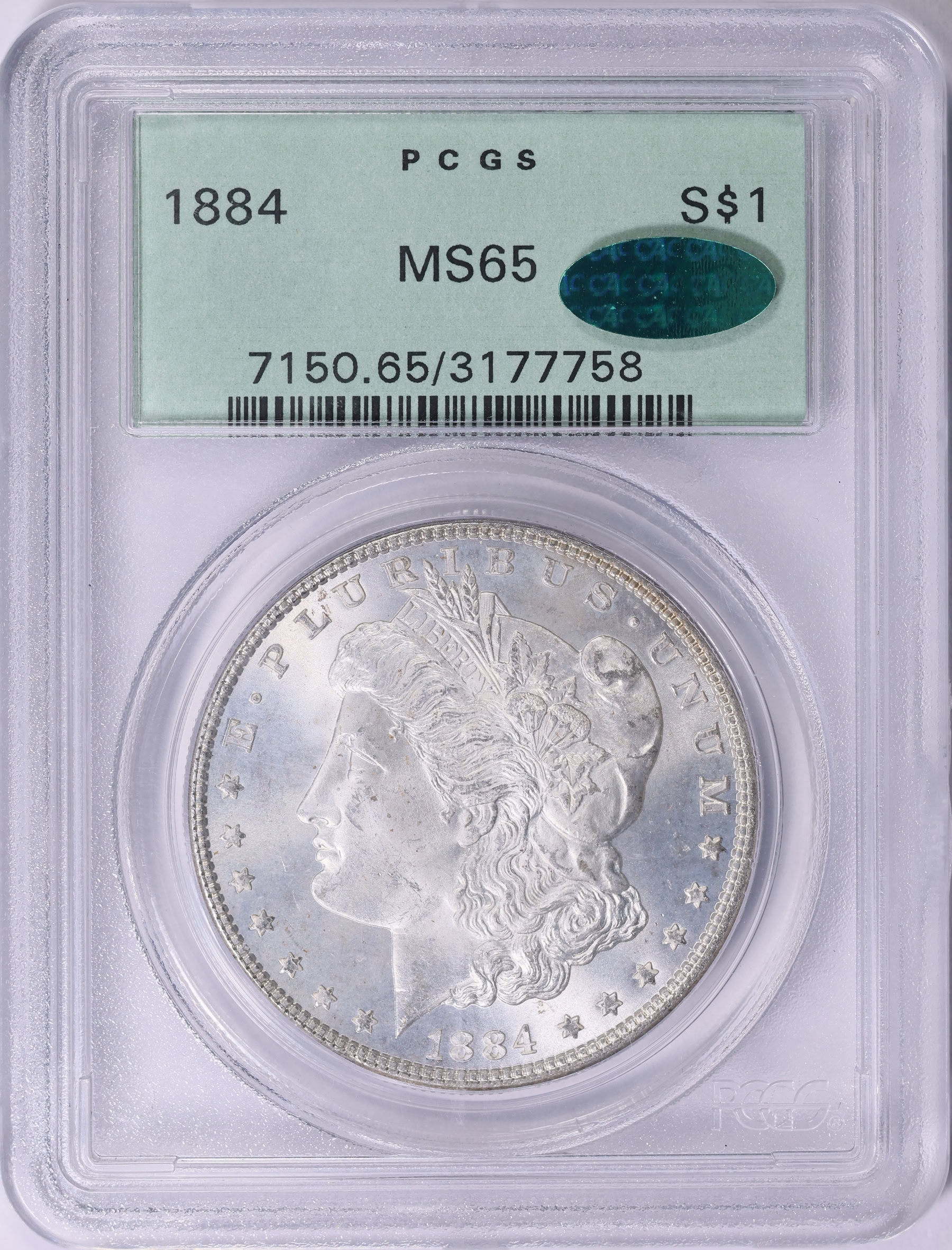 1884 Morgan Silver Dollar PCGS MS-65 (CAC Green) OGH (Item 1871926) | GreatCollections Coin Auctions