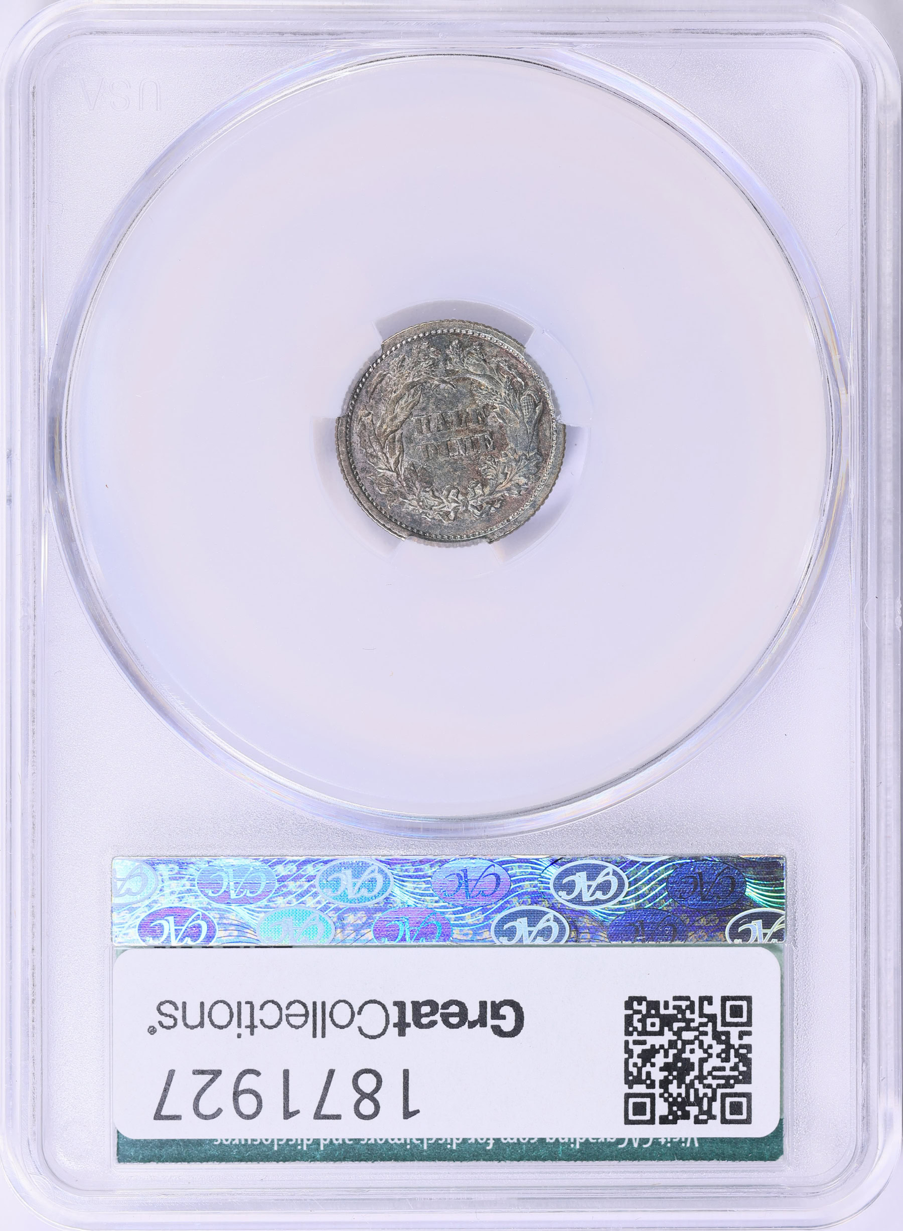 1867 Seated Liberty Half Dime CACG AU Details (Item 1871927) | GreatCollections Coin Auctions